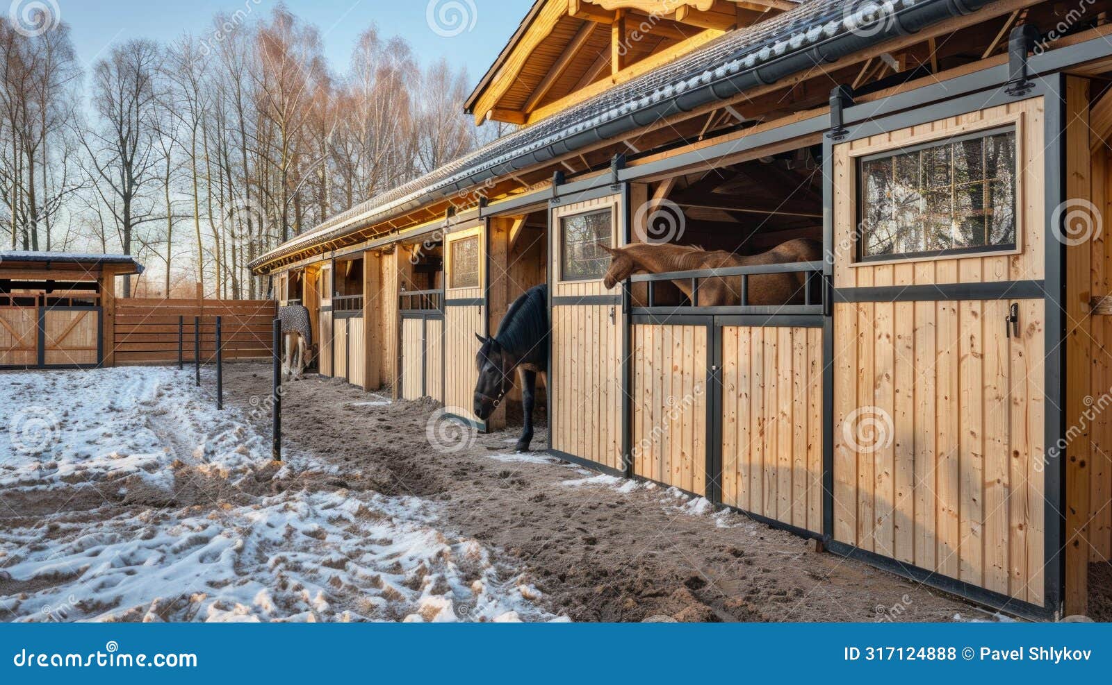 Large Horse Farm Stable Exterior. Stock Photo - Image of exterior ...