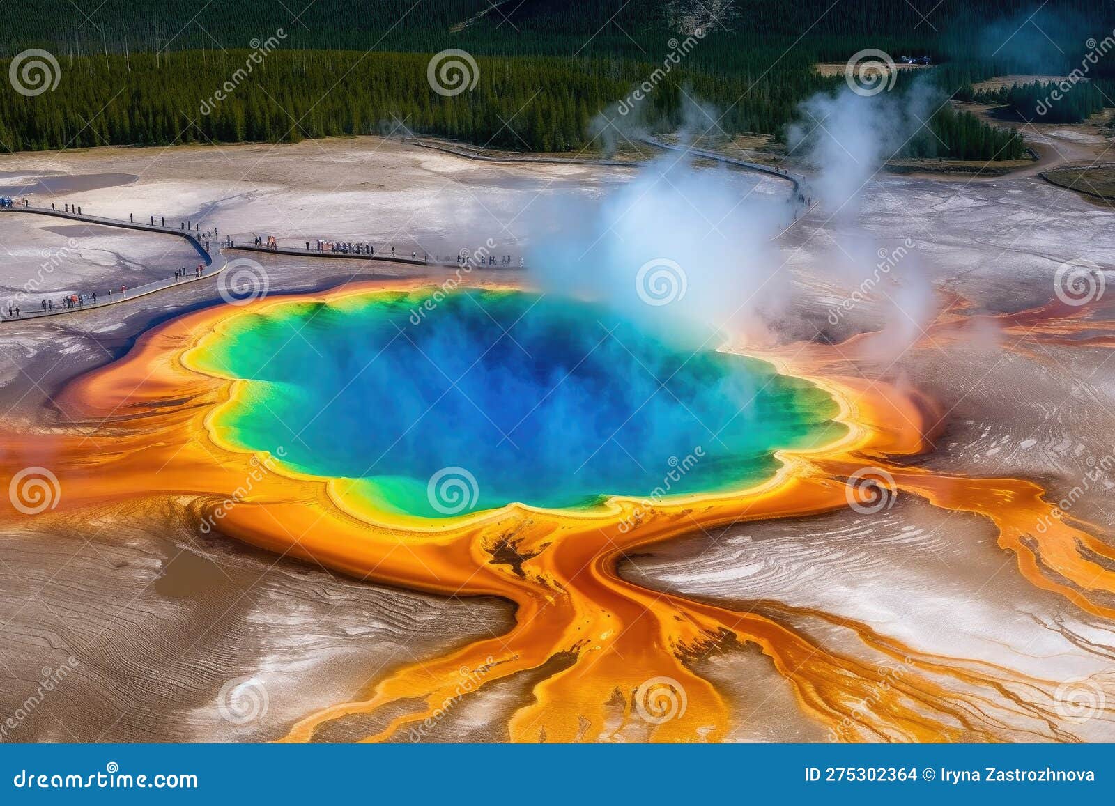 Large Hot Spring with Bright Blue Water, Geyser. Generative AI Stock ...