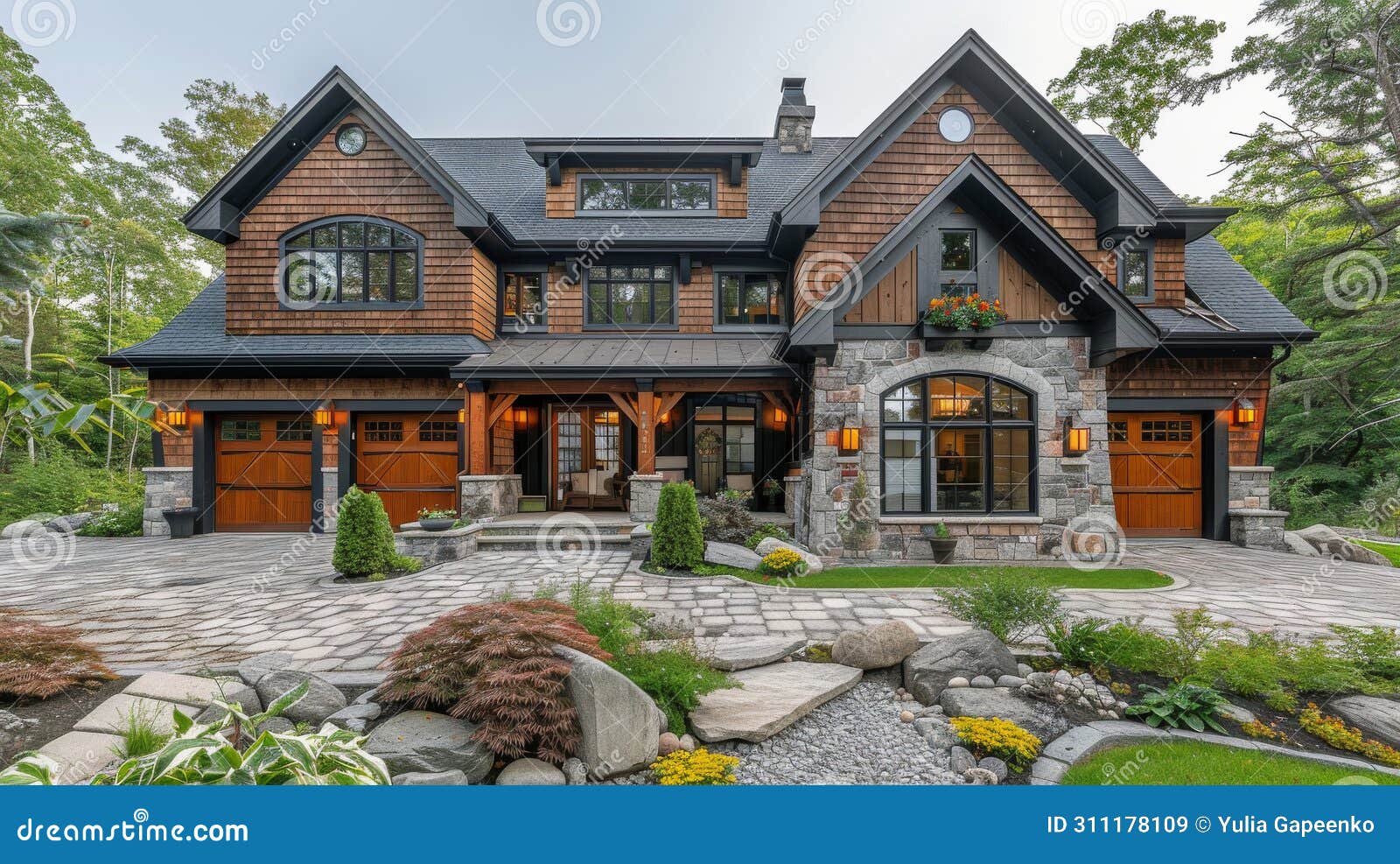 Large House with Many Windows and Driveway Stock Image - Image of ...