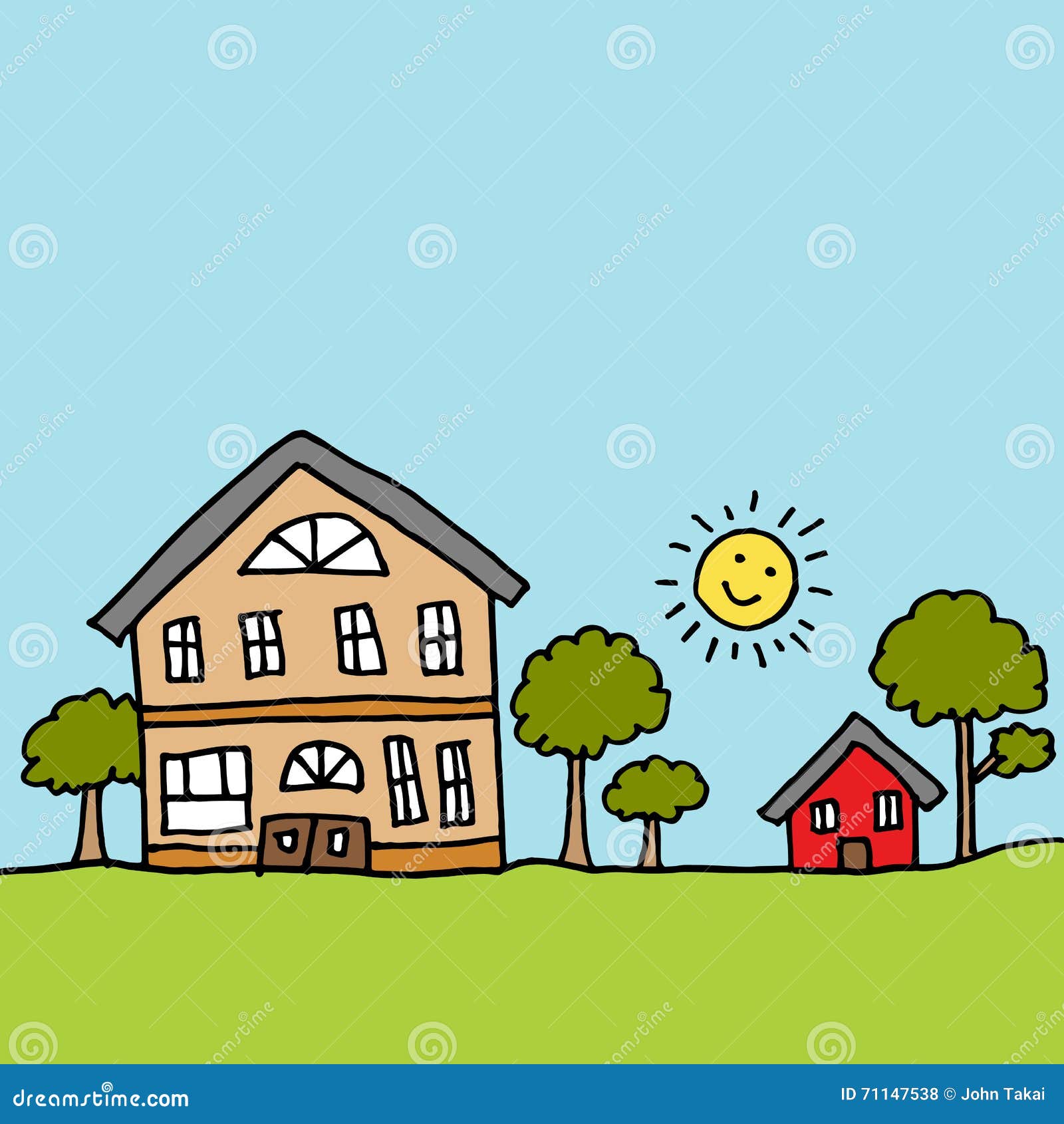 Large House With A Covered Terrace. Vector Cartoon | CartoonDealer.com ...