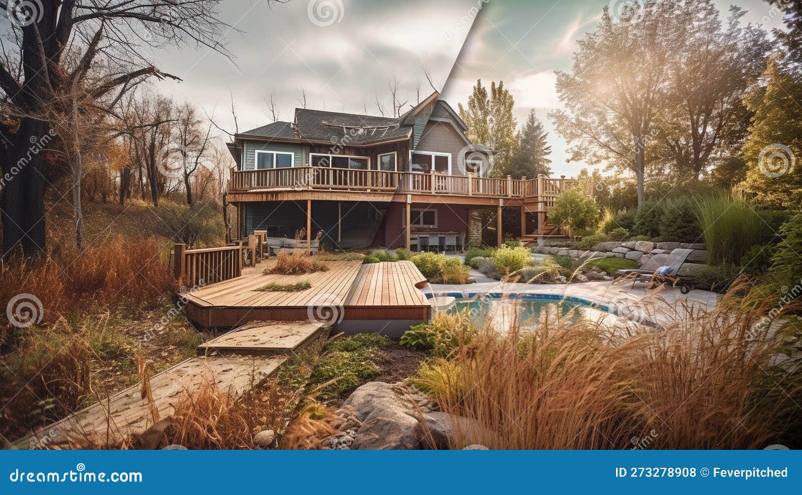 A House and Property before and after Cleanup and Construction ...