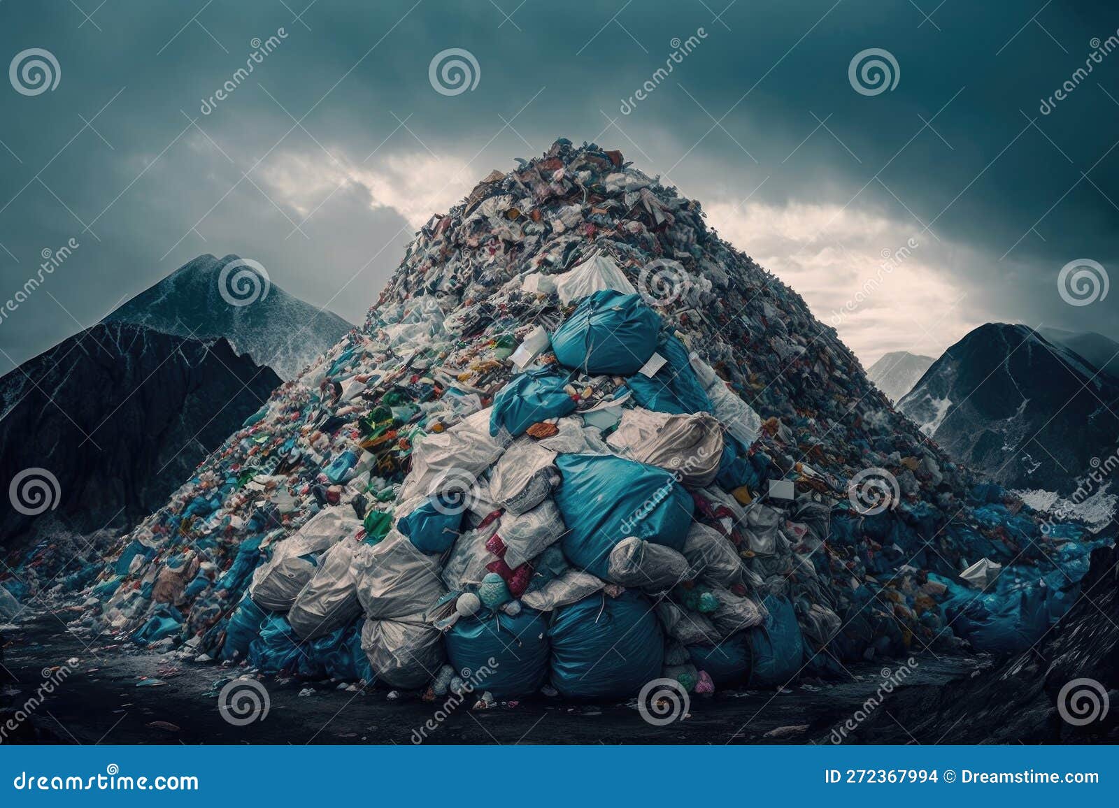 Large Huge Mountain of Plastic Garbage on Ground Overflowing Garbage ...