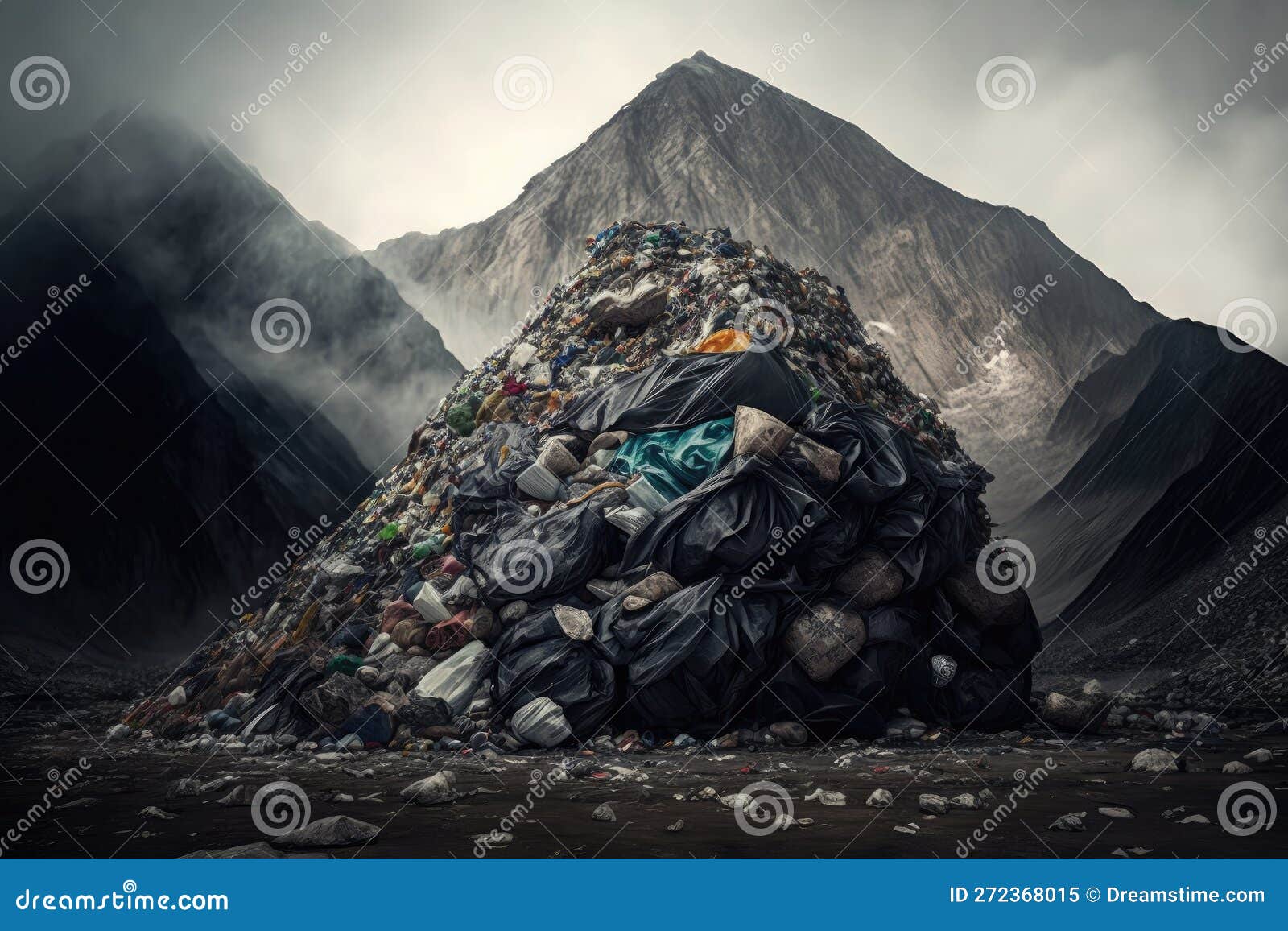 Large Huge Mountain Of Plastic Garbage On Ground Overflowing Garbage ...