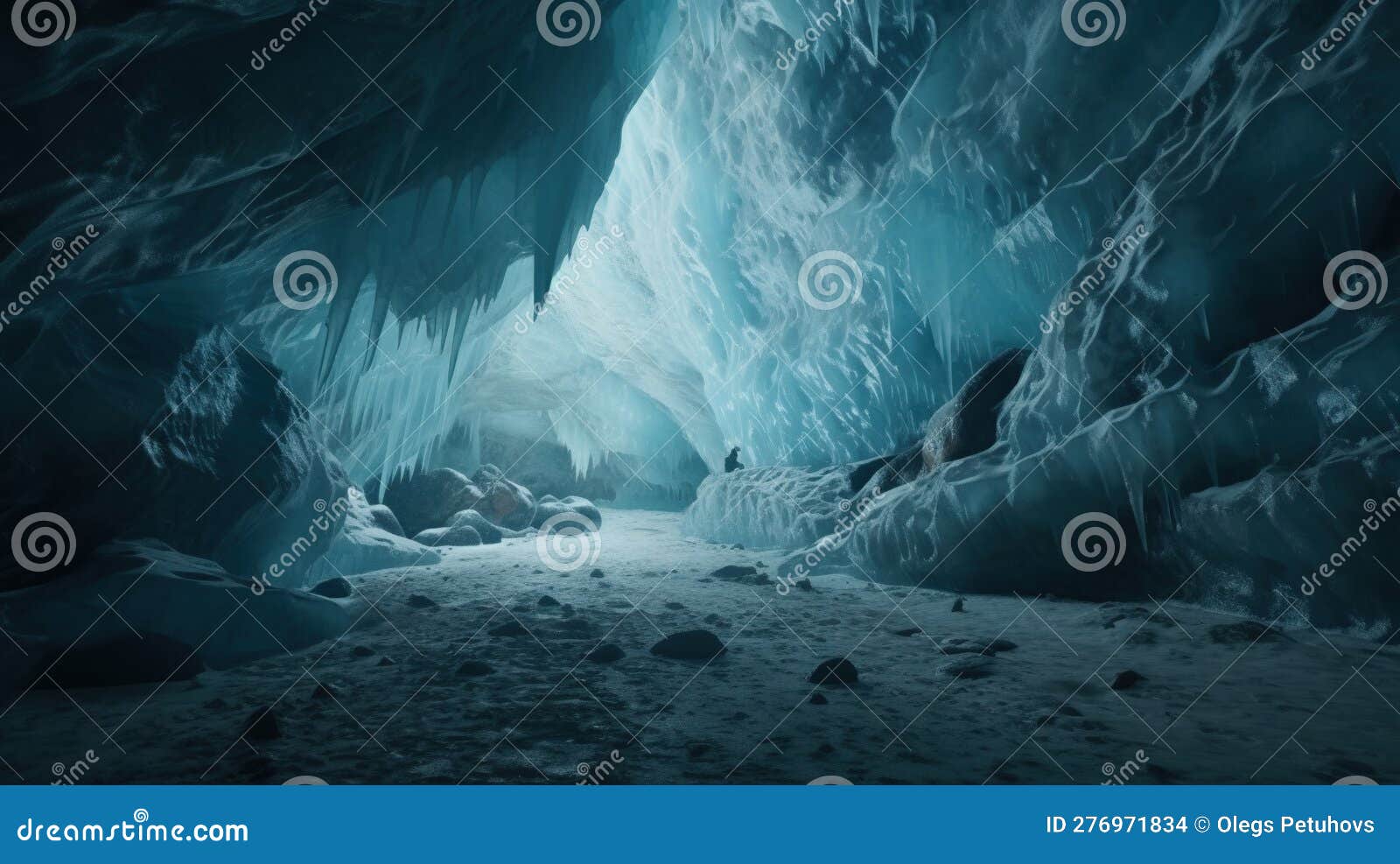 A Large Ice Cave Filled with Lots of Ice and Snow Stock Illustration ...