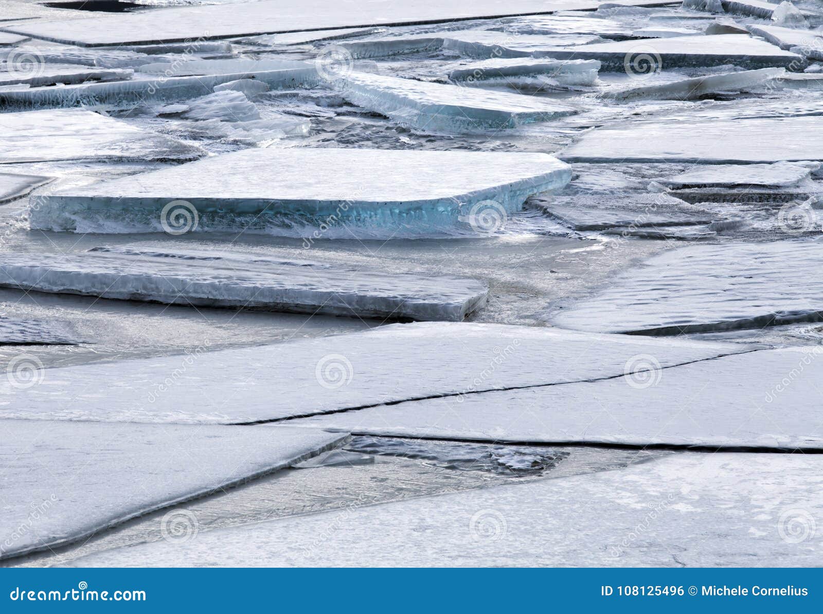 Ice Chunks on a Frozen River Stock Photo - Image of cracks, white ...