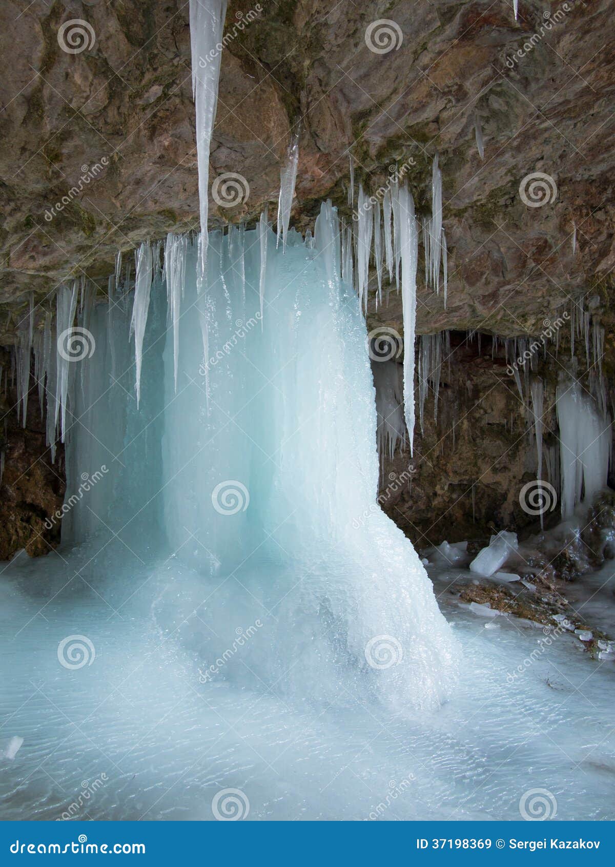 Large Ice Pillar Stands in a Cave Stock Image - Image of background ...
