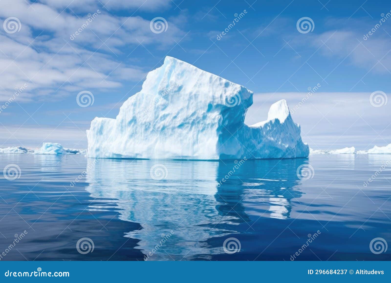 Large Iceberg Surrounded by Chunks of Floating Ice Stock Illustration ...