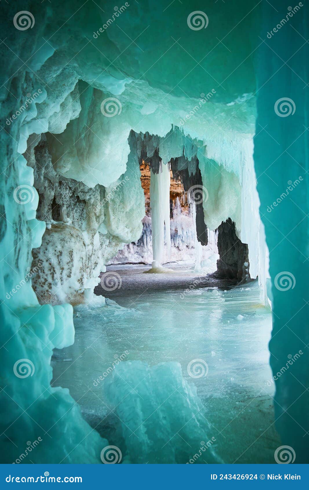 Large Icicle in Ice Cave with Vibrant Blue and Green Colors Stock Photo ...