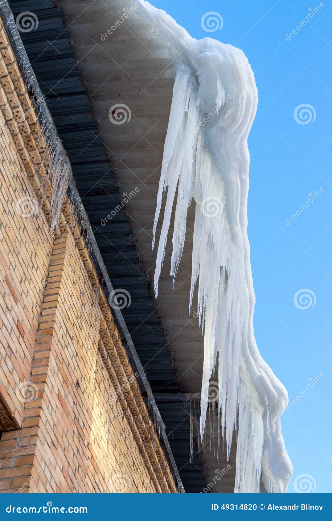 Large Icicles Hanging on the Roof of the House Stock Photo - Image of ...