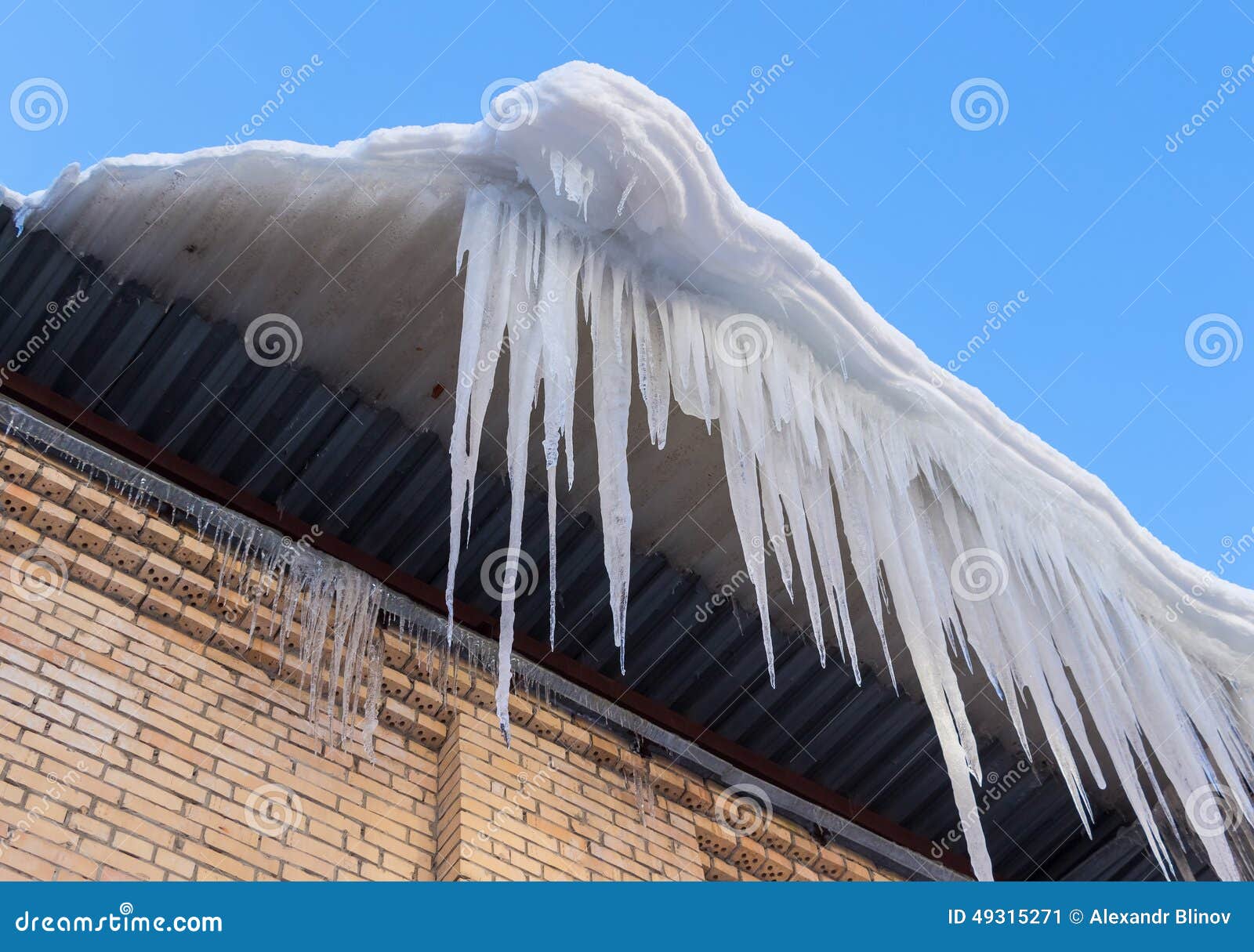 Large Icicles Hanging on the Roof of the House Stock Image - Image of ...
