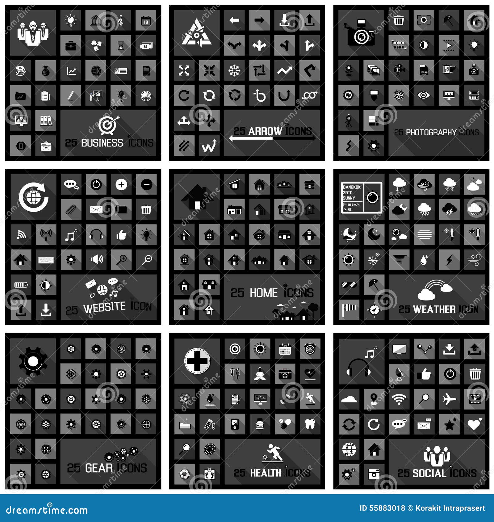 Large icons set concepts stock vector. Illustration of meditation ...