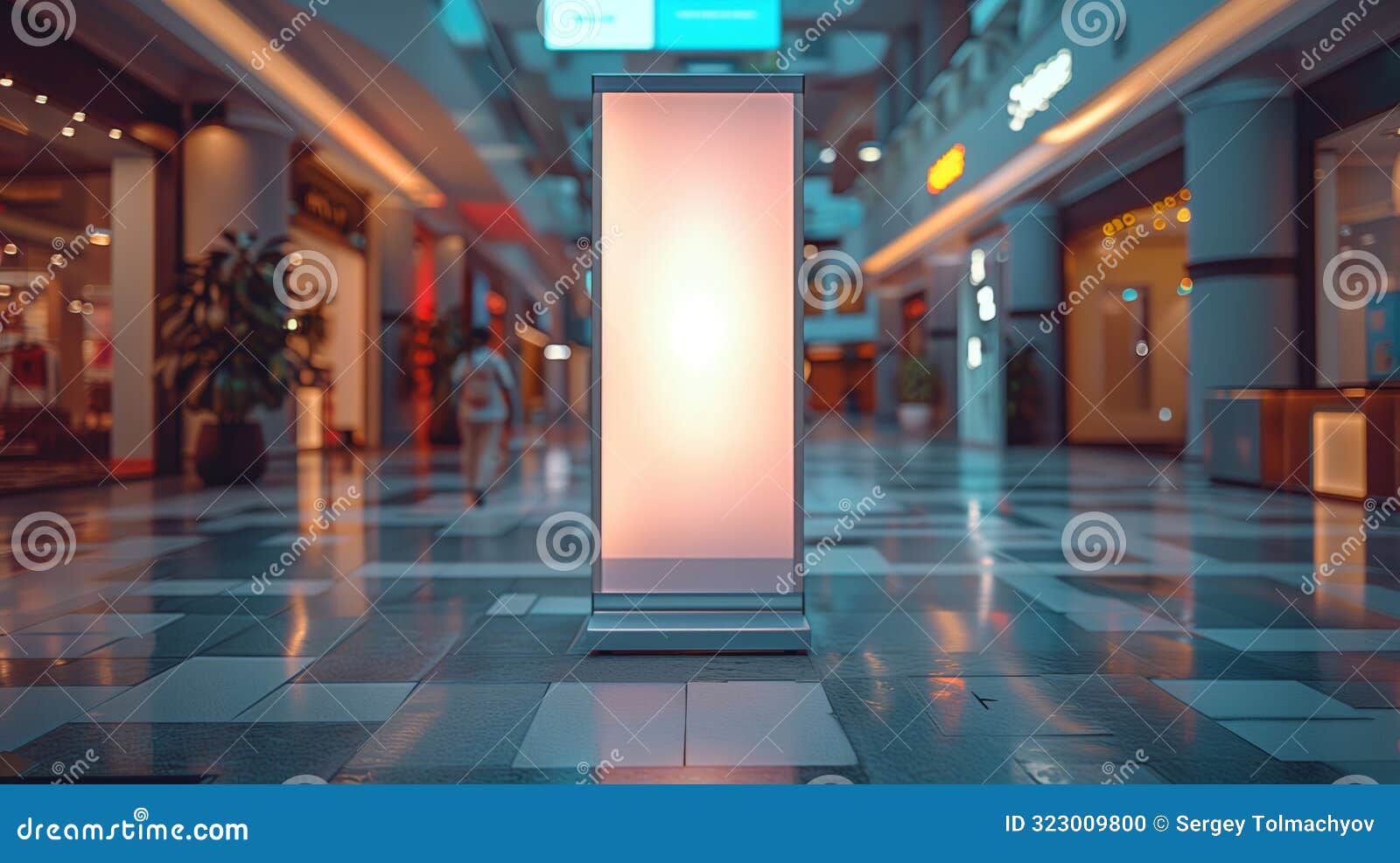 Illuminated Advertisement Sign in a Modern Shopping Mall Stock Photo ...