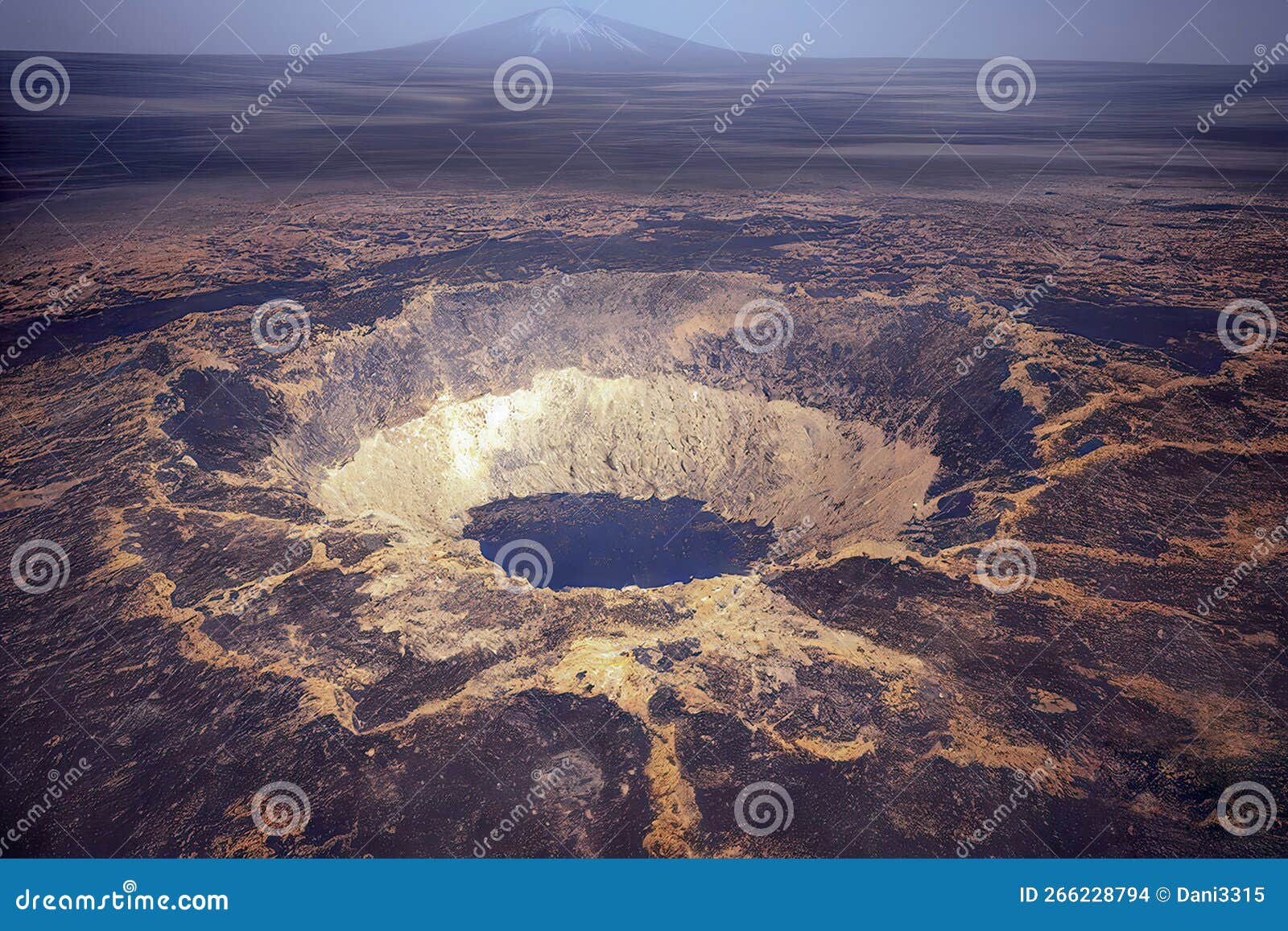 Large Impact Crater on a Barren Landscape Stock Illustration ...