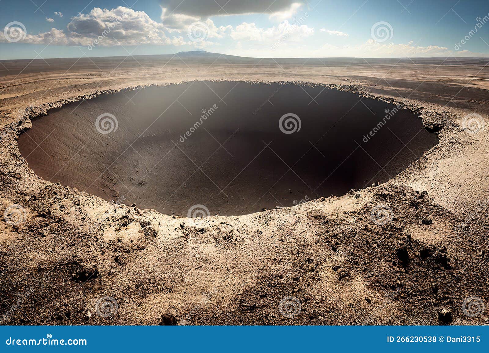 Large Impact Crater on a Barren Landscape Stock Illustration ...