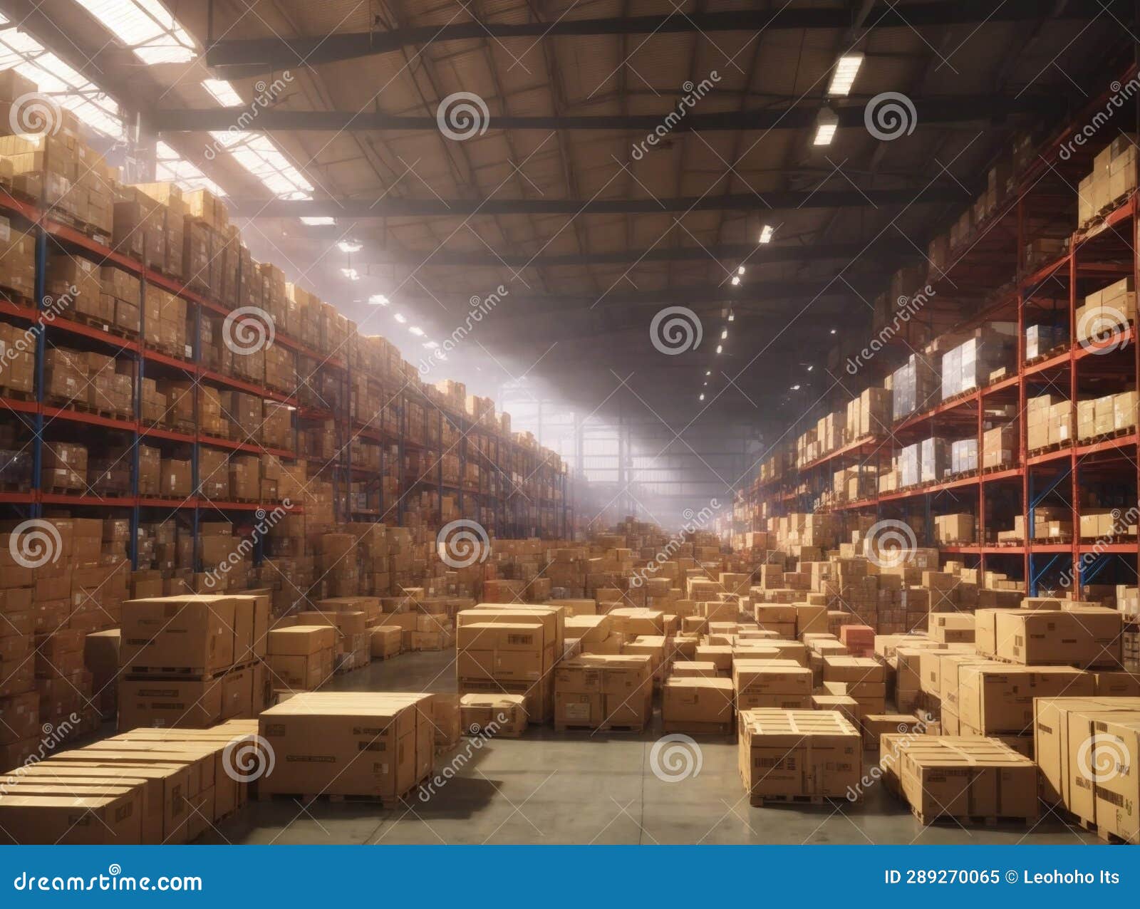 A Large Import-export Warehouse Filled with Crates of Goods Boxes and ...