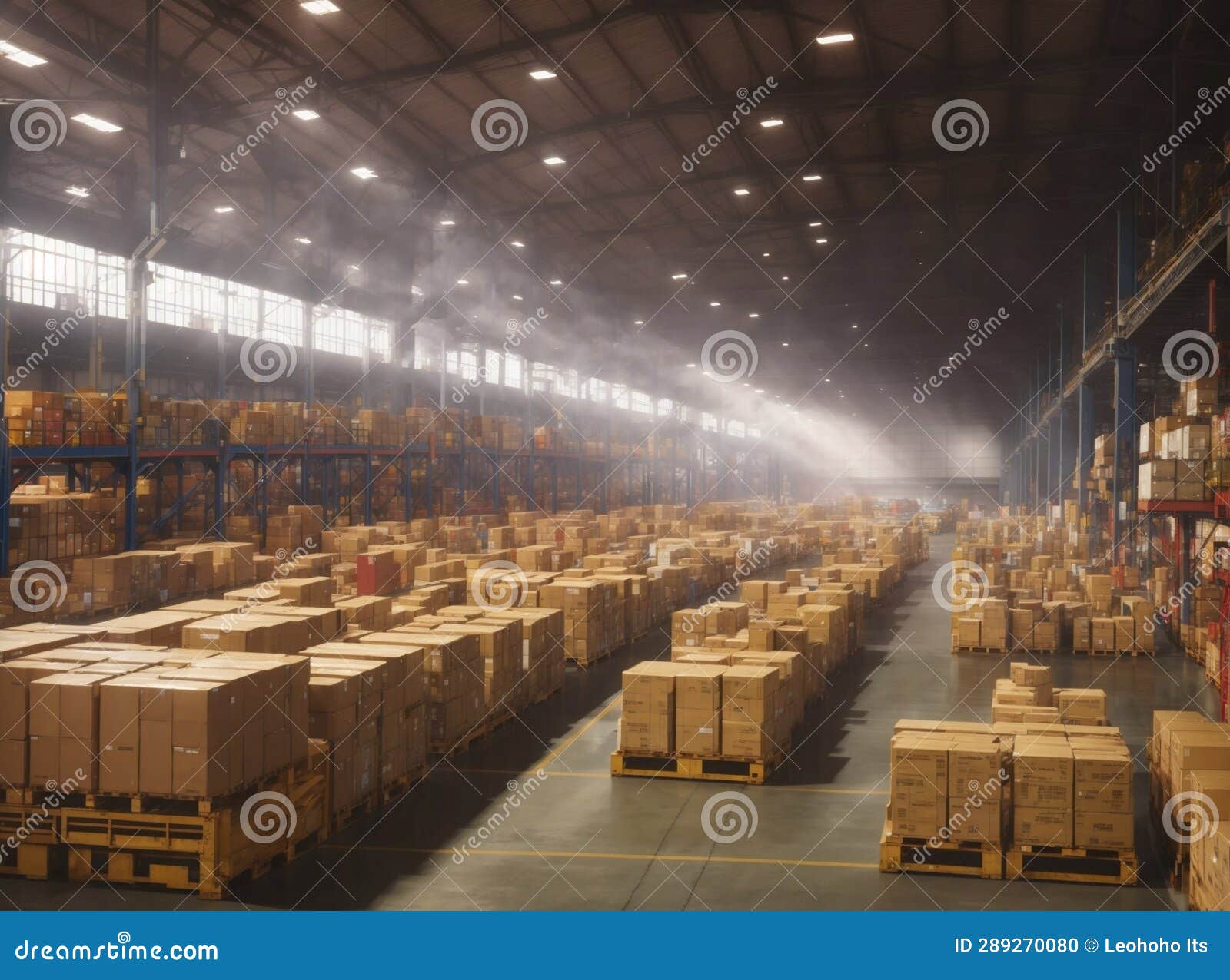 A Large Import-export Warehouse Filled with Crates of Goods Boxes and ...
