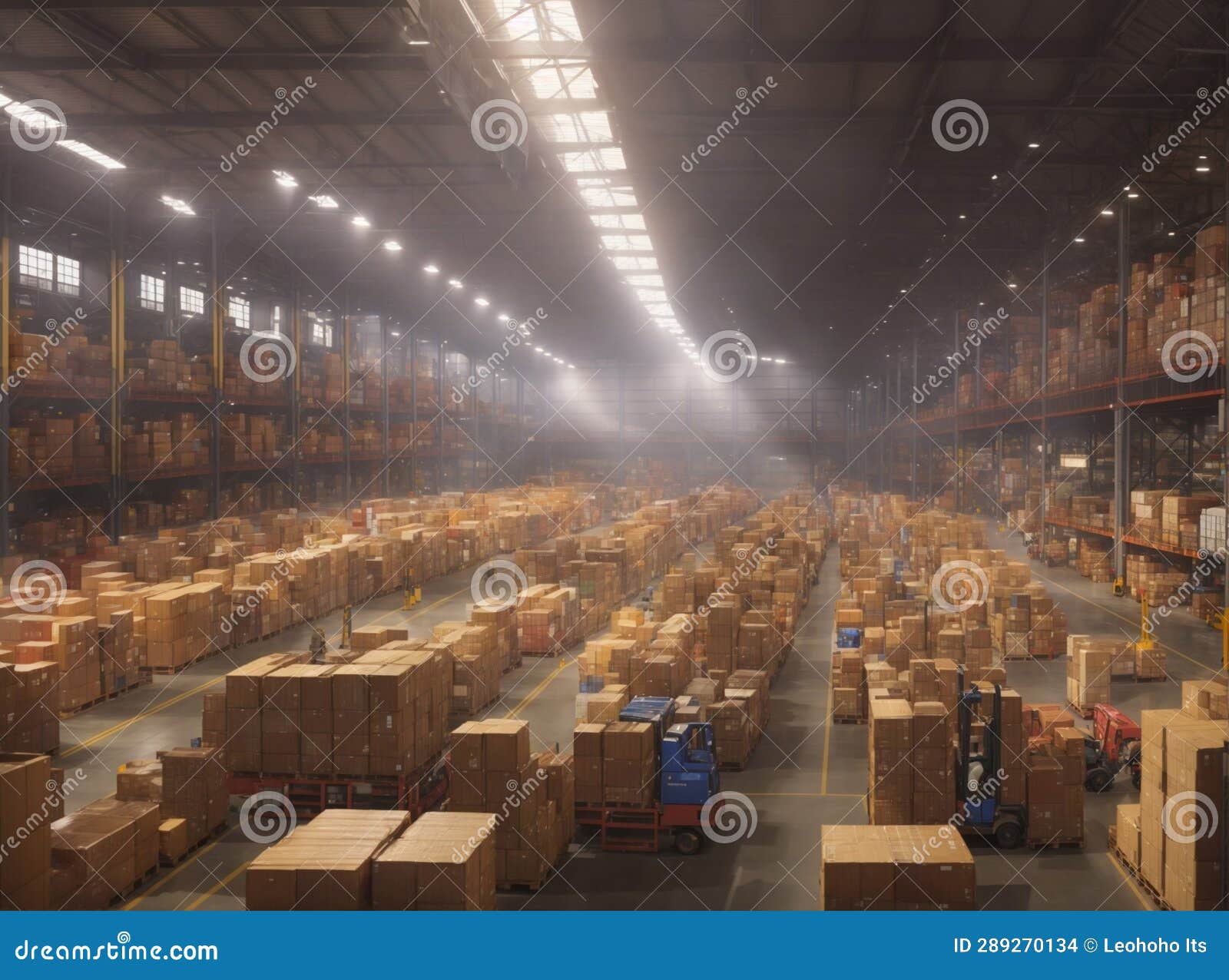 A Large Import-export Warehouse Filled with Crates of Goods Boxes and ...