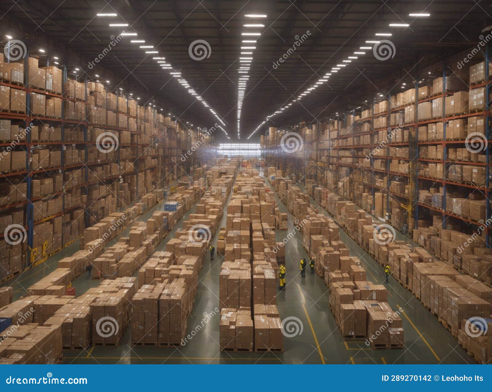 A Large Import-export Warehouse Filled with Crates of Goods Boxes and ...