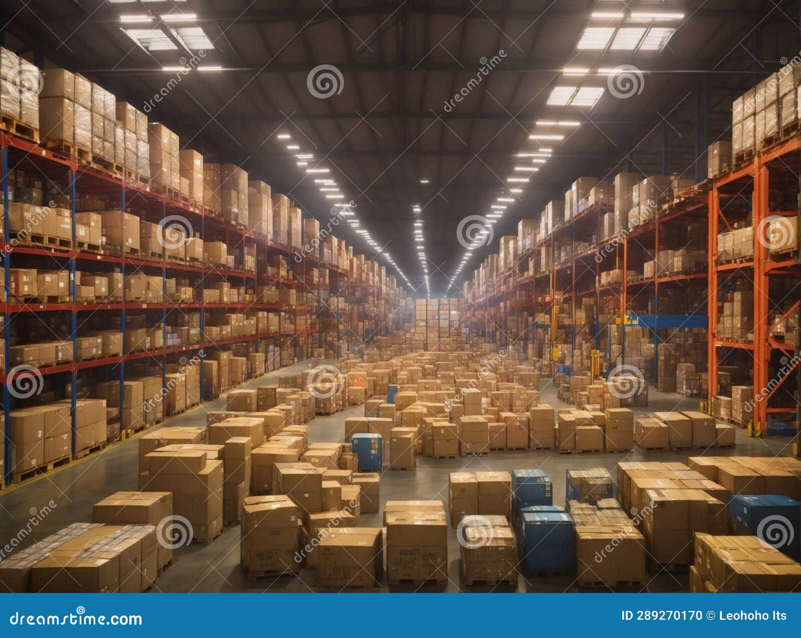 A Large Import-export Warehouse Filled with Crates of Goods Boxes and ...