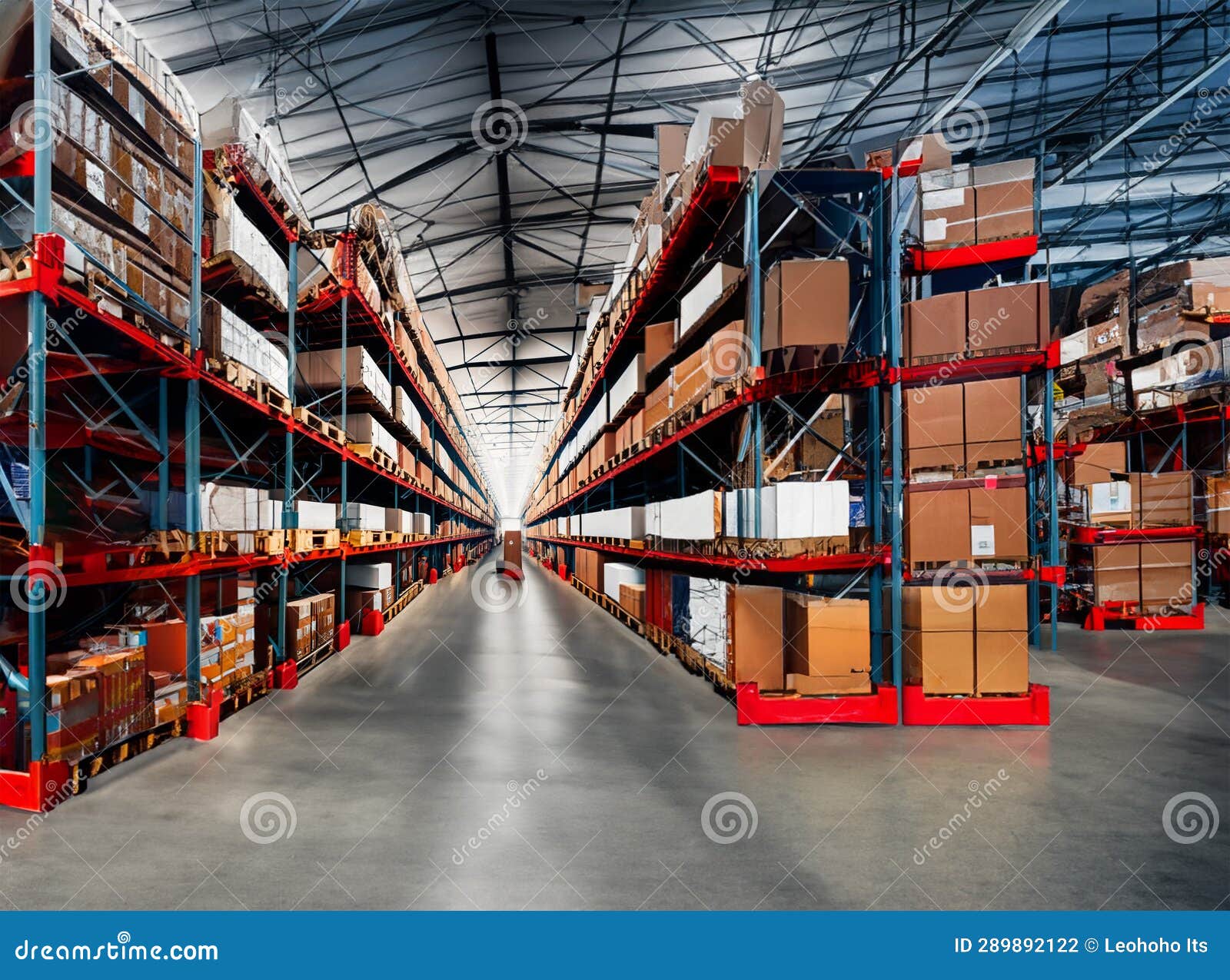 A Large Import-export Warehouse Filled with Crates of Goods Boxes and ...
