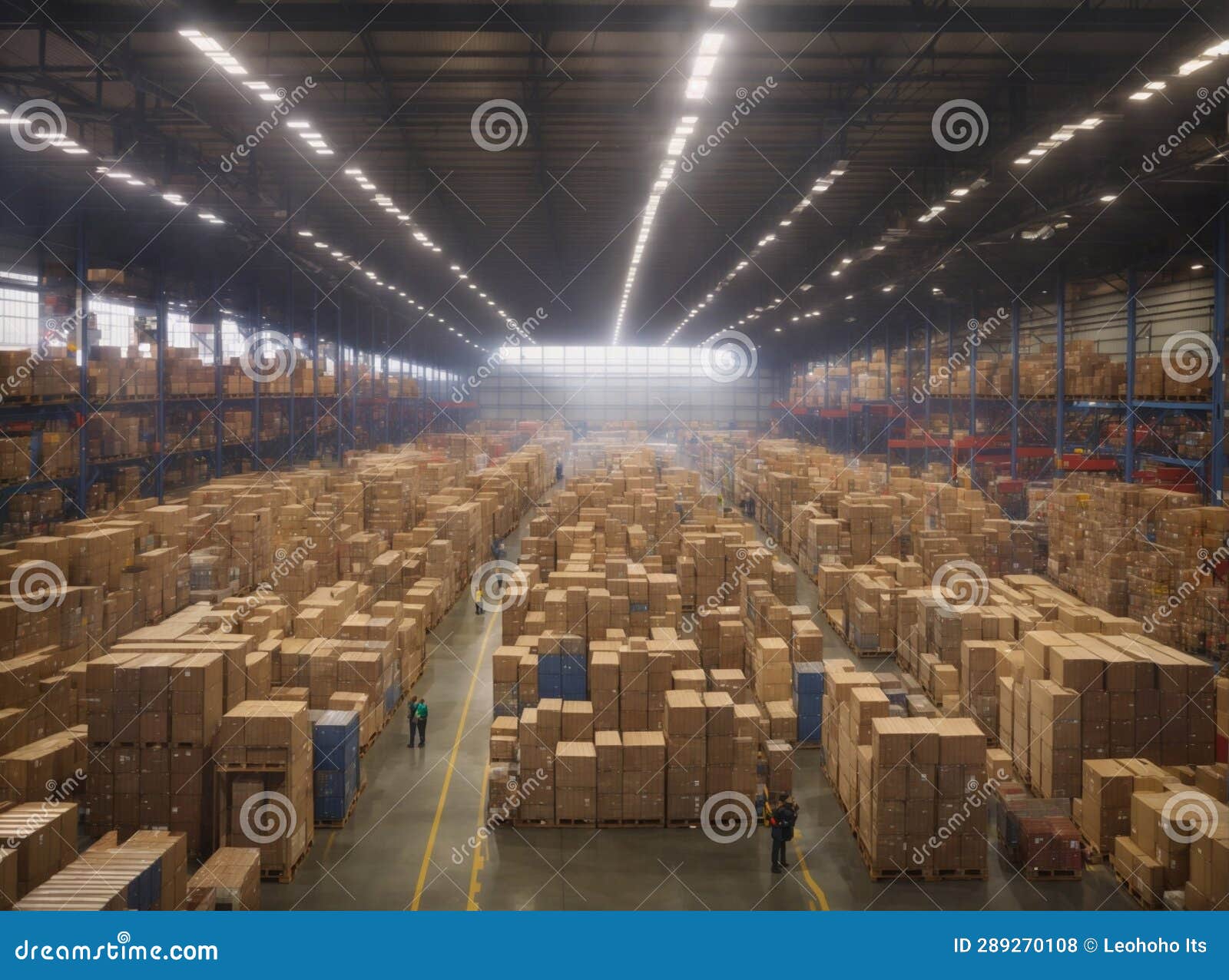 A Large Import-export Warehouse Filled with Crates of Goods Boxes and ...