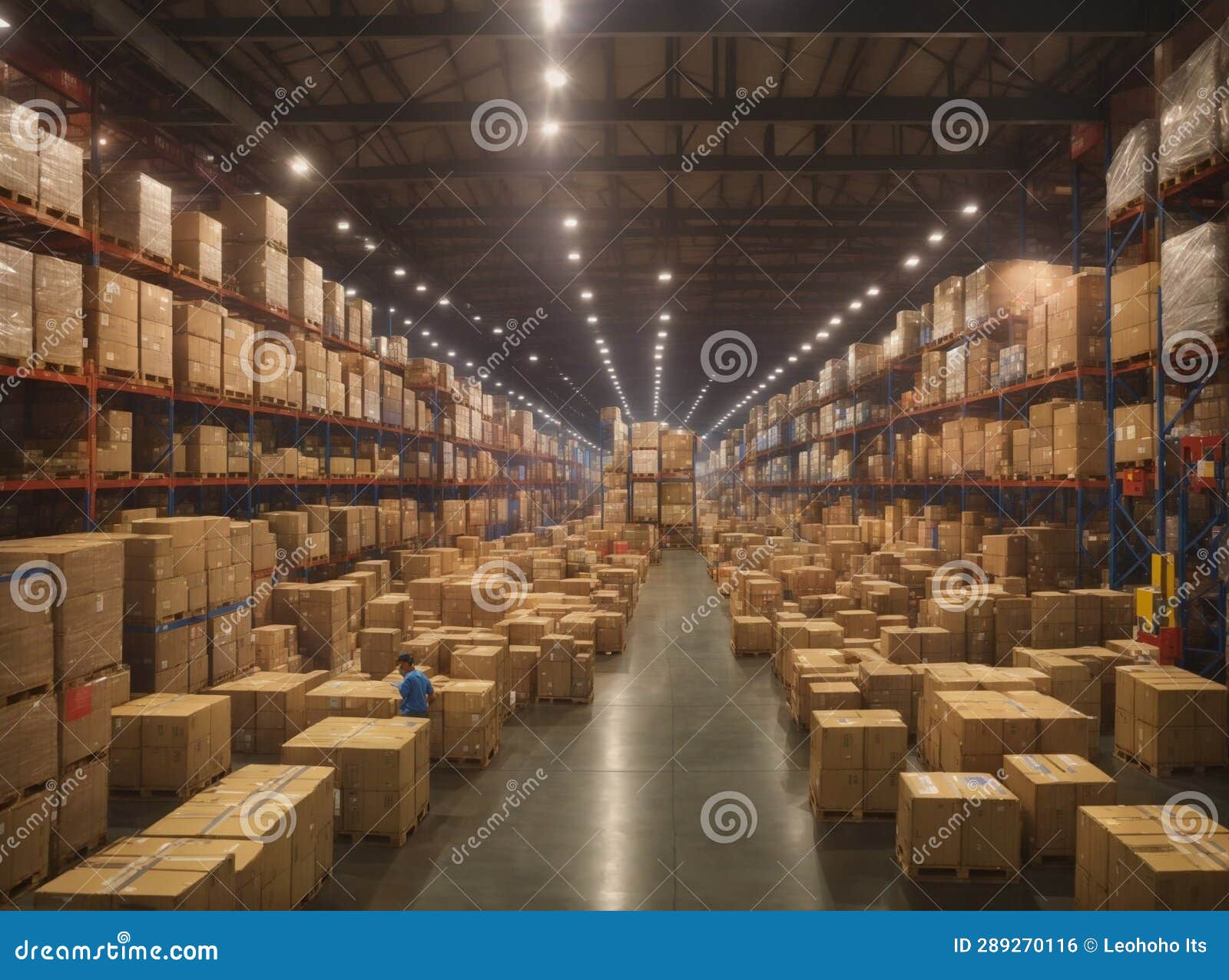 A Large Import-export Warehouse Filled with Crates of Goods Boxes and ...