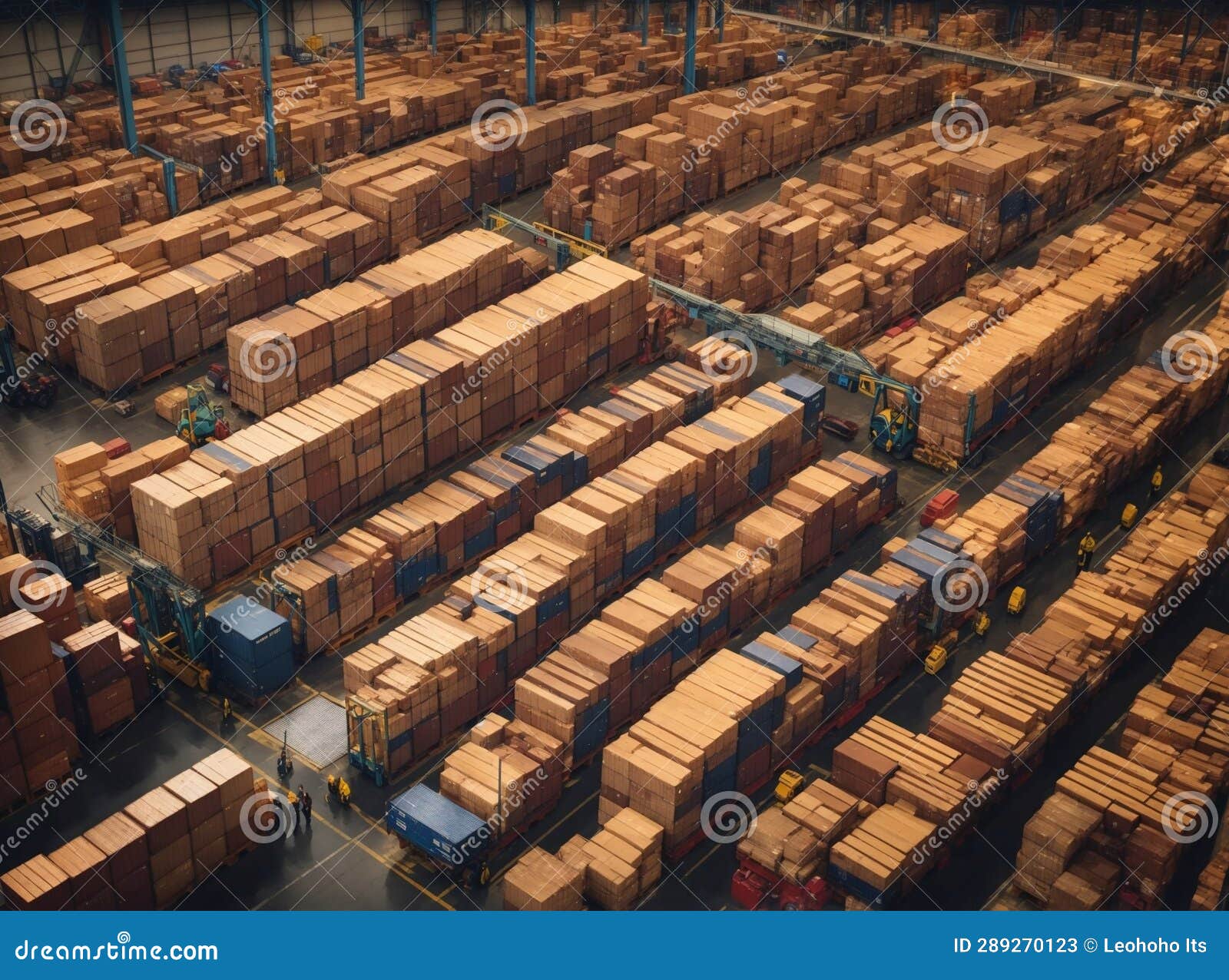 A Large Import-export Warehouse Filled with Crates of Goods Boxes and ...