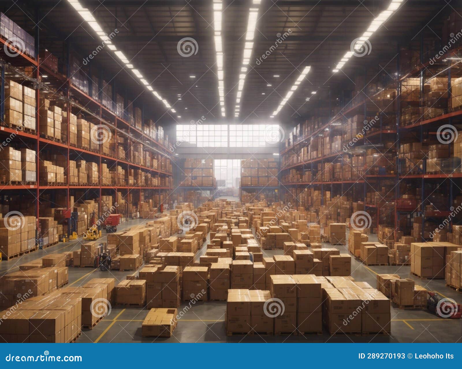 A Large Import-export Warehouse Filled with Crates of Goods Boxes and ...