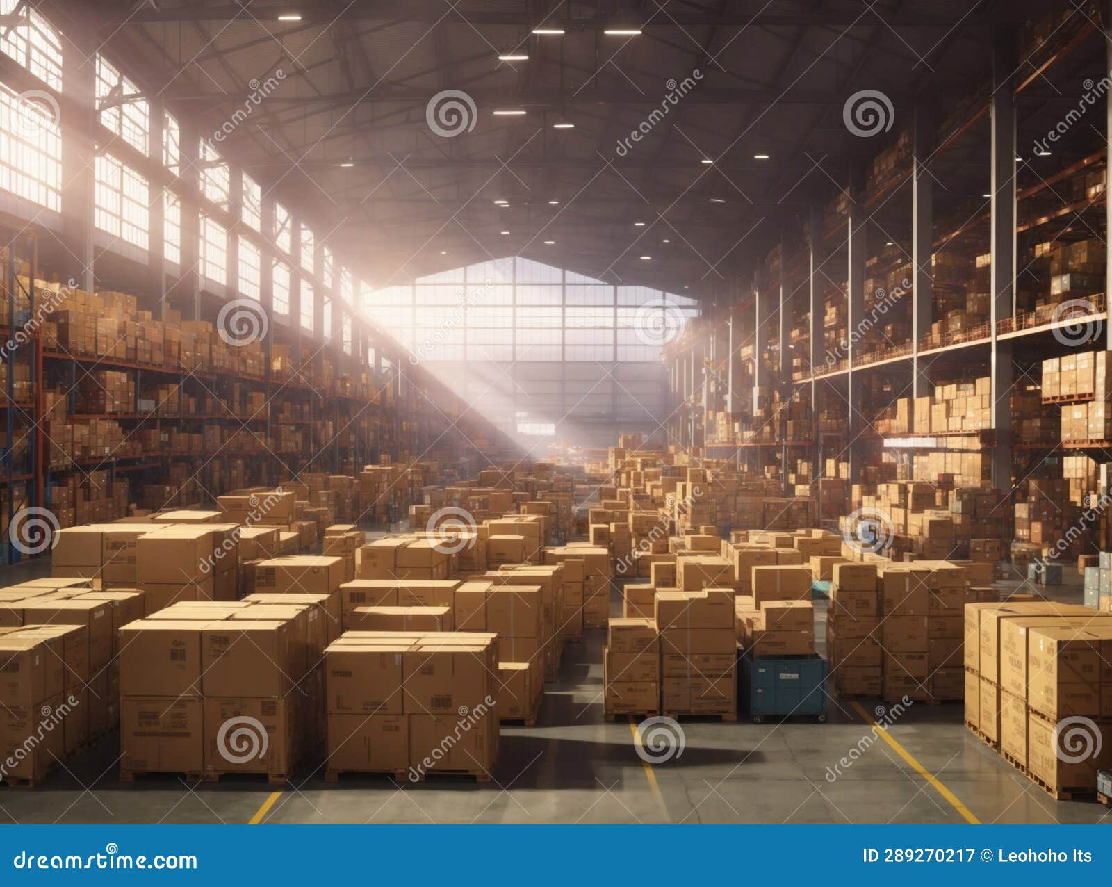 A Large Import-export Warehouse Filled with Crates of Goods Boxes and ...
