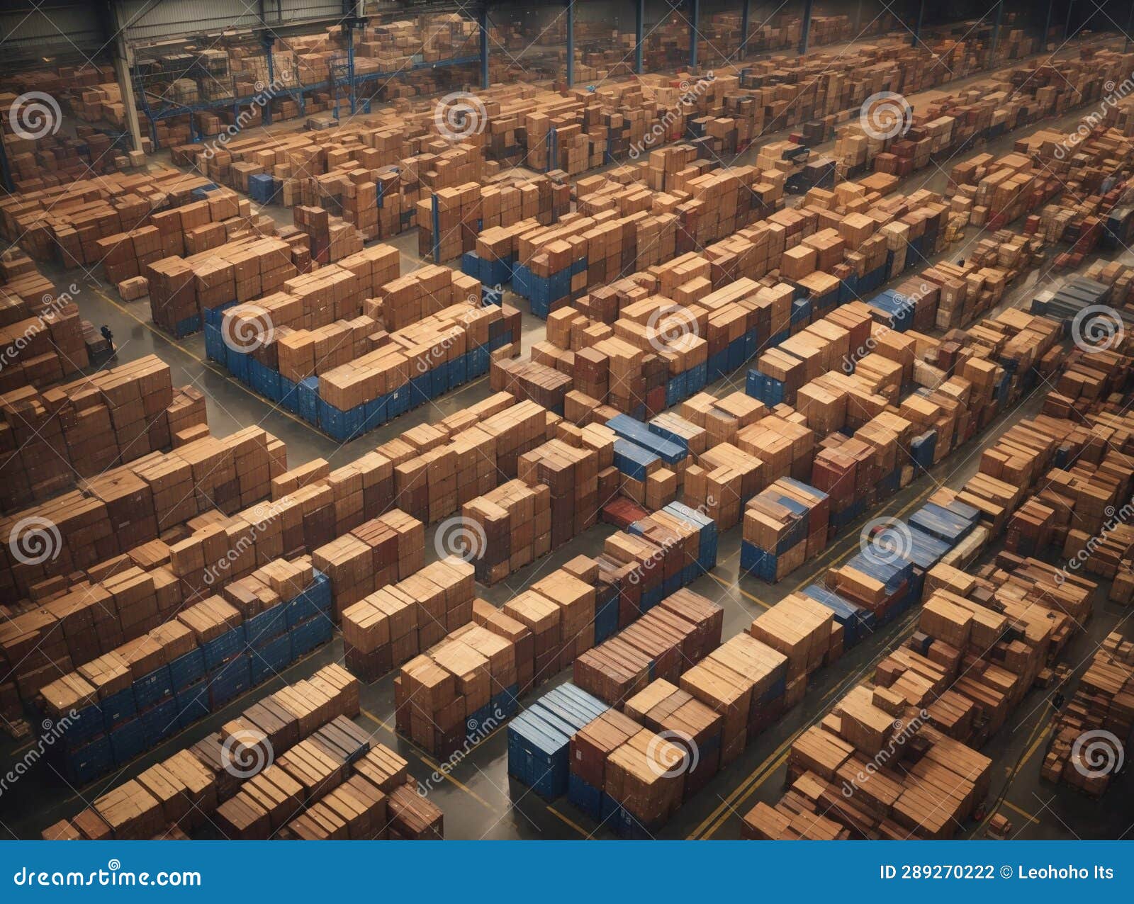 A Large Import-export Warehouse Filled with Crates of Goods Boxes and ...