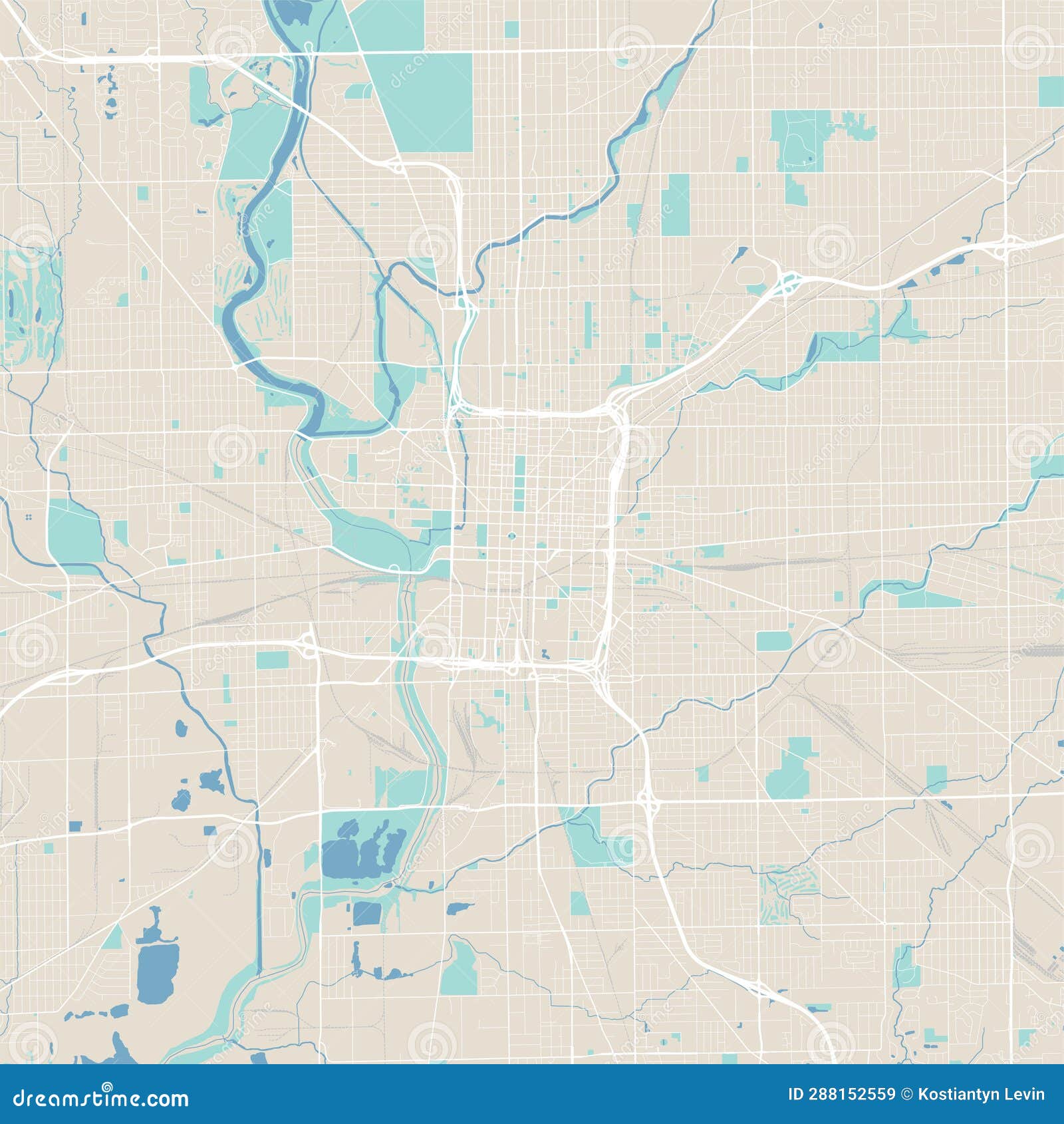 Large Indianapolis map stock vector. Illustration of river - 288152559