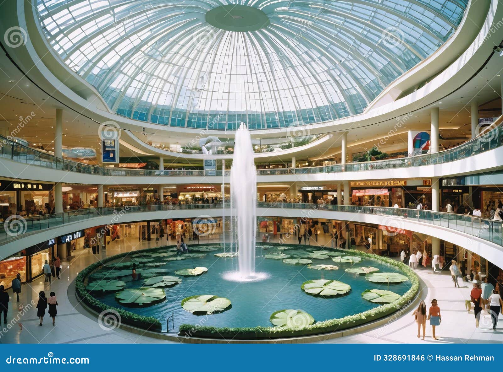 A Large Indoor Shopping Mall With A Glass Ceiling Stock Photography ...