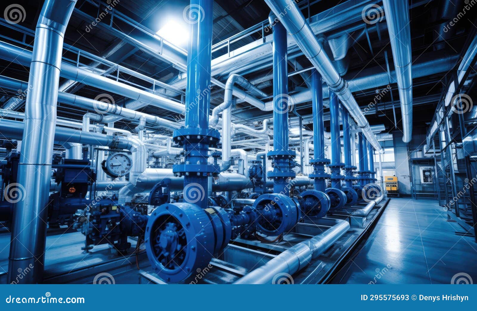 Large Industrial Building with Complex Network of Pipes and Valves ...
