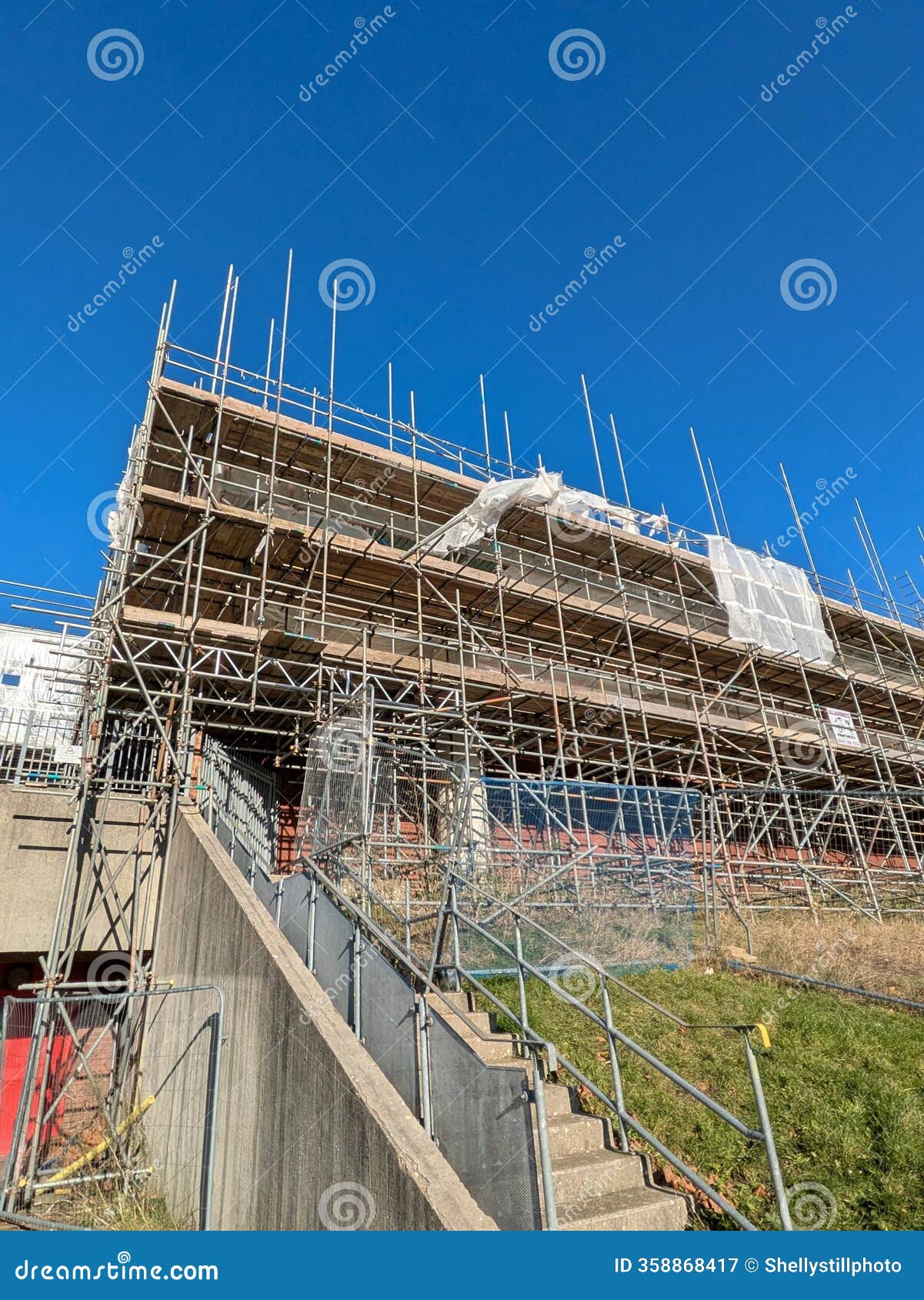 Large Industrial Building Covered and Surrounded with Scaffolding Stock ...