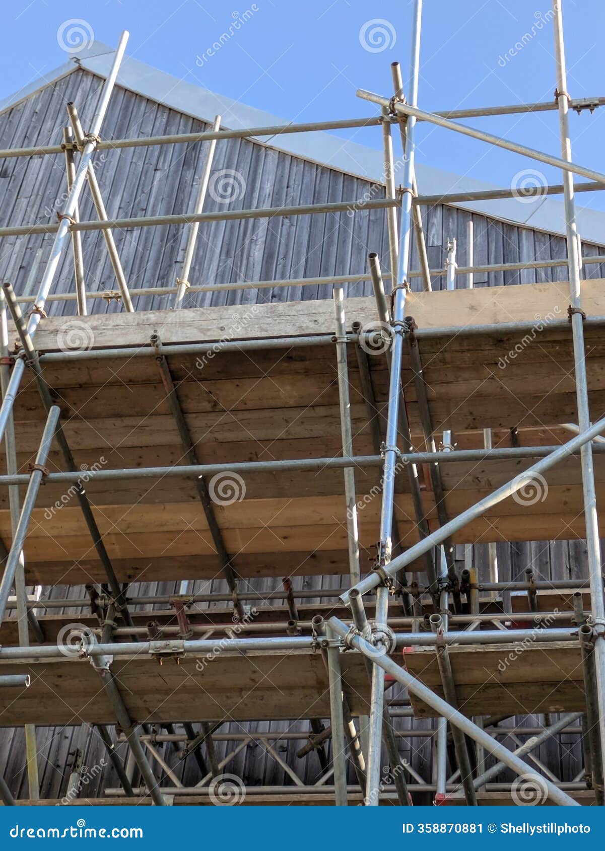 Large Industrial Building Covered and Surrounded with Scaffolding Stock ...