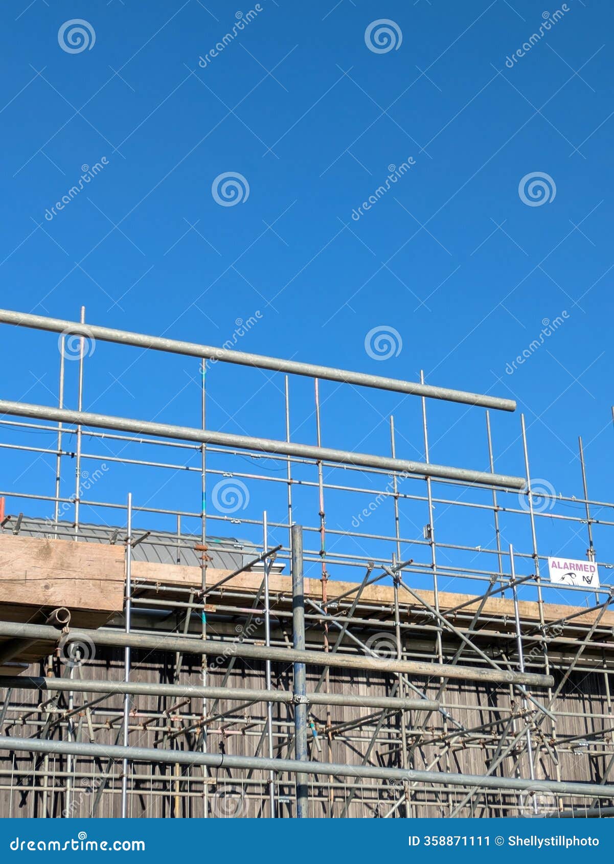Large Industrial Building Covered and Surrounded with Scaffolding Stock ...