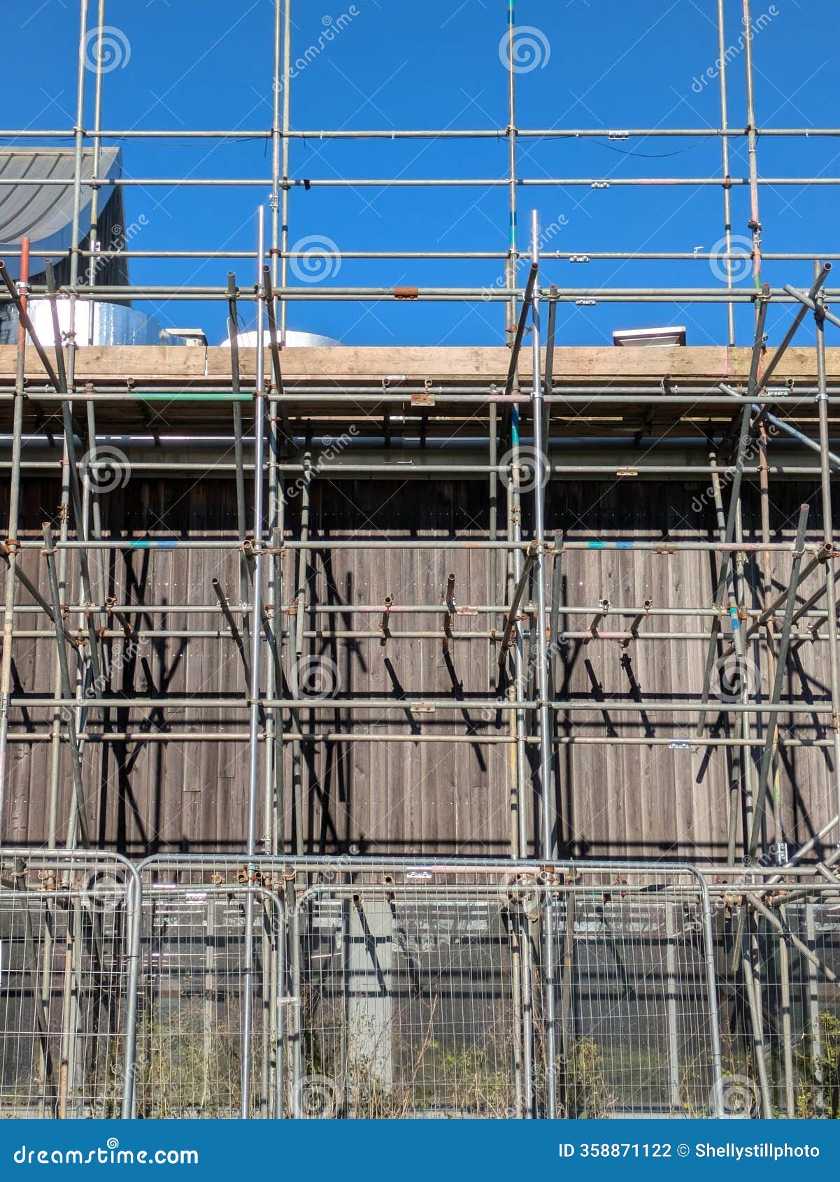 Large Industrial Building Covered and Surrounded with Scaffolding Stock ...