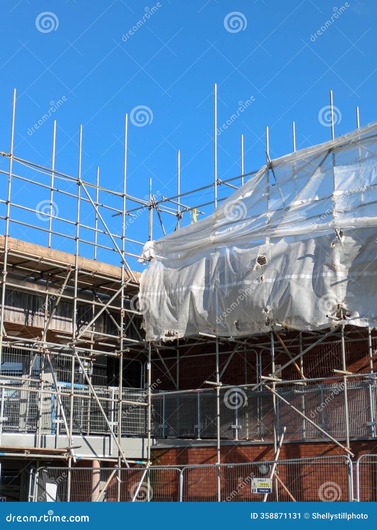 Large Industrial Building Covered and Surrounded with Scaffolding Stock ...