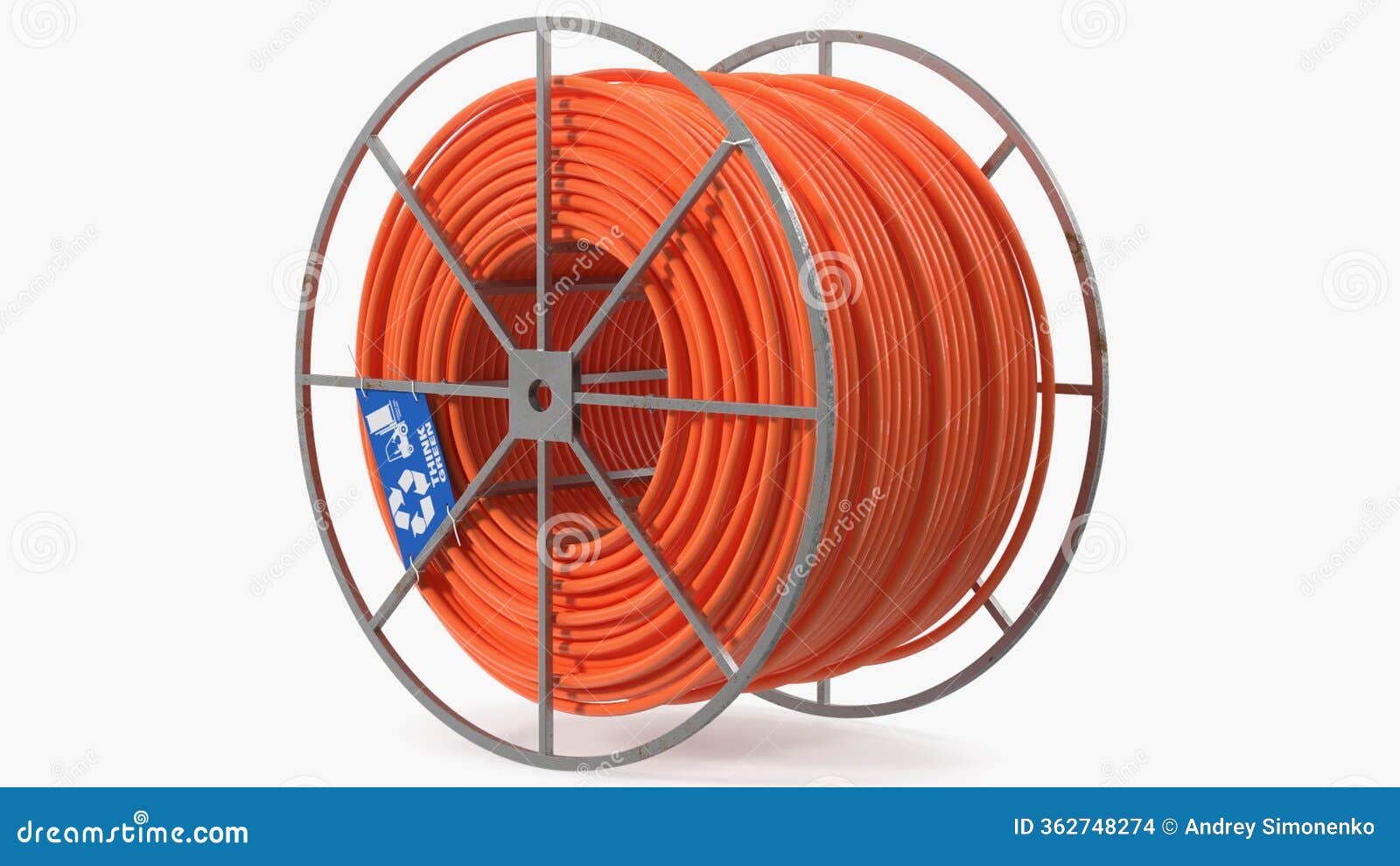 Large Industrial Cable Reel with Coiled Wire Stock Photo - Image of ...