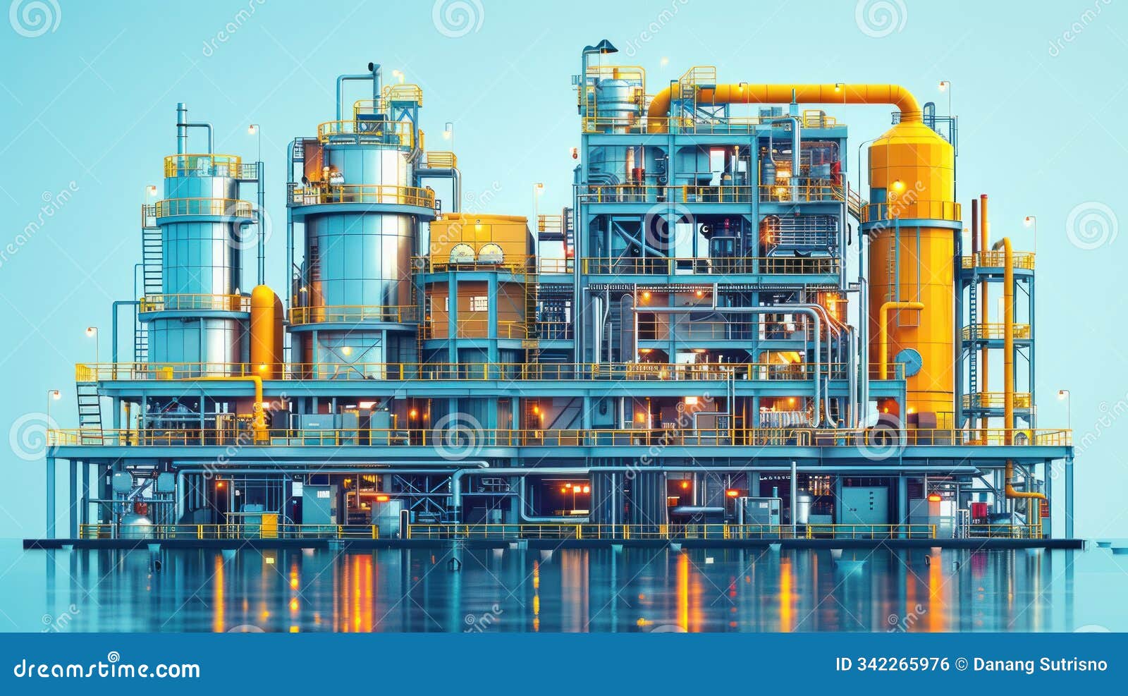 A Large Industrial Complex with Multiple Towers and Pipes, All ...