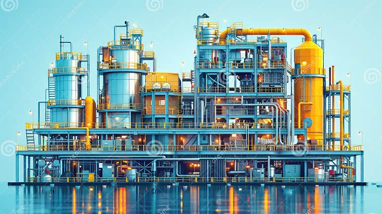 A Large Industrial Complex with Multiple Towers and Pipes, All ...