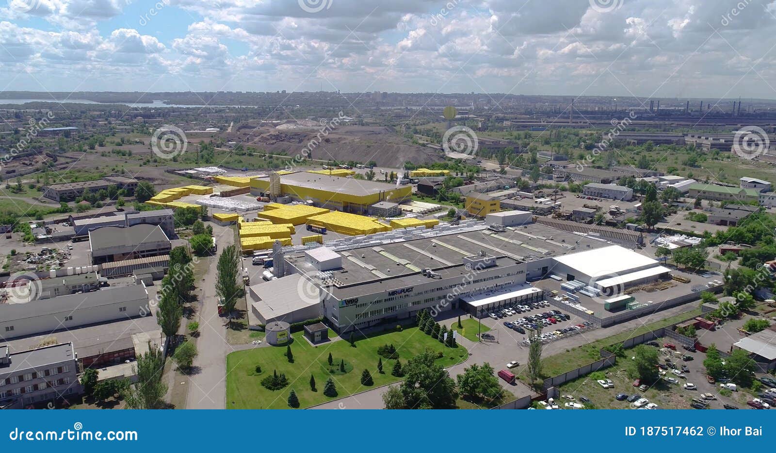 Large Industrial Complex Top View, Modern Factory Drone View Stock ...