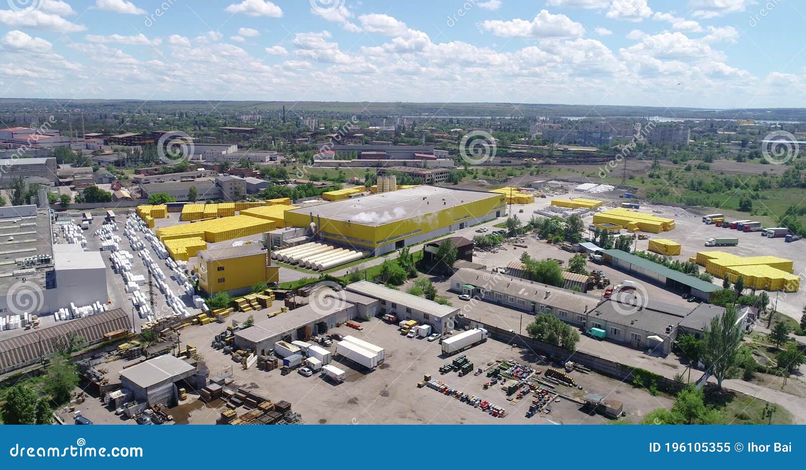 Large Industrial Complex Top View, Modern Factory Drone View Stock ...