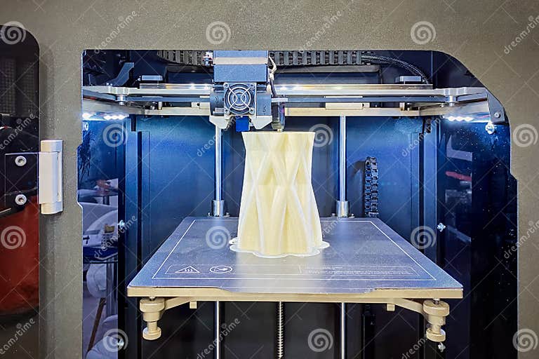 Large Industrial 3D Printer Prints an Abstract Figure Stock Photo ...