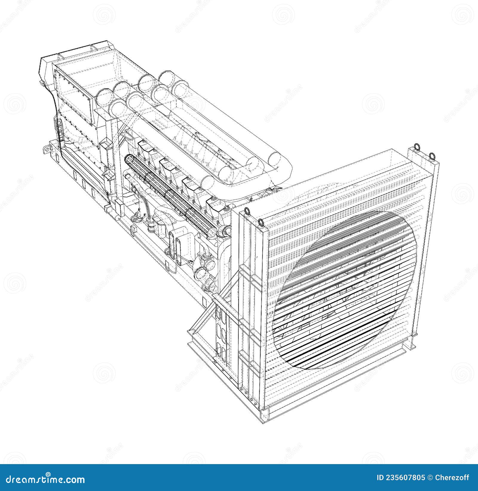 Large Industrial Diesel Generator Stock Illustration - Illustration of ...