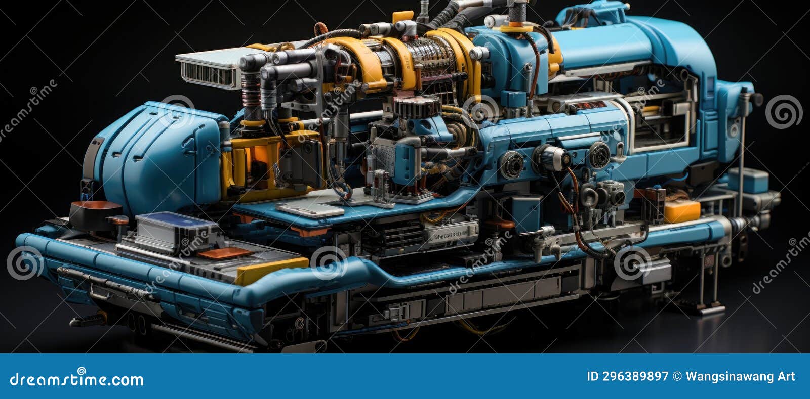 Large Industrial Engine on a Black Background Stock Illustration ...