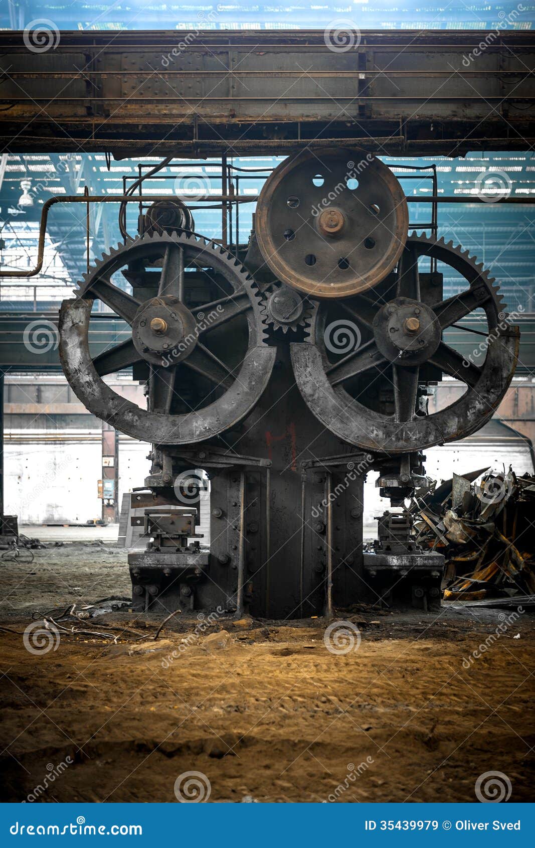 Large Industrial Hall with Cogs Stock Image - Image of grunge, large ...