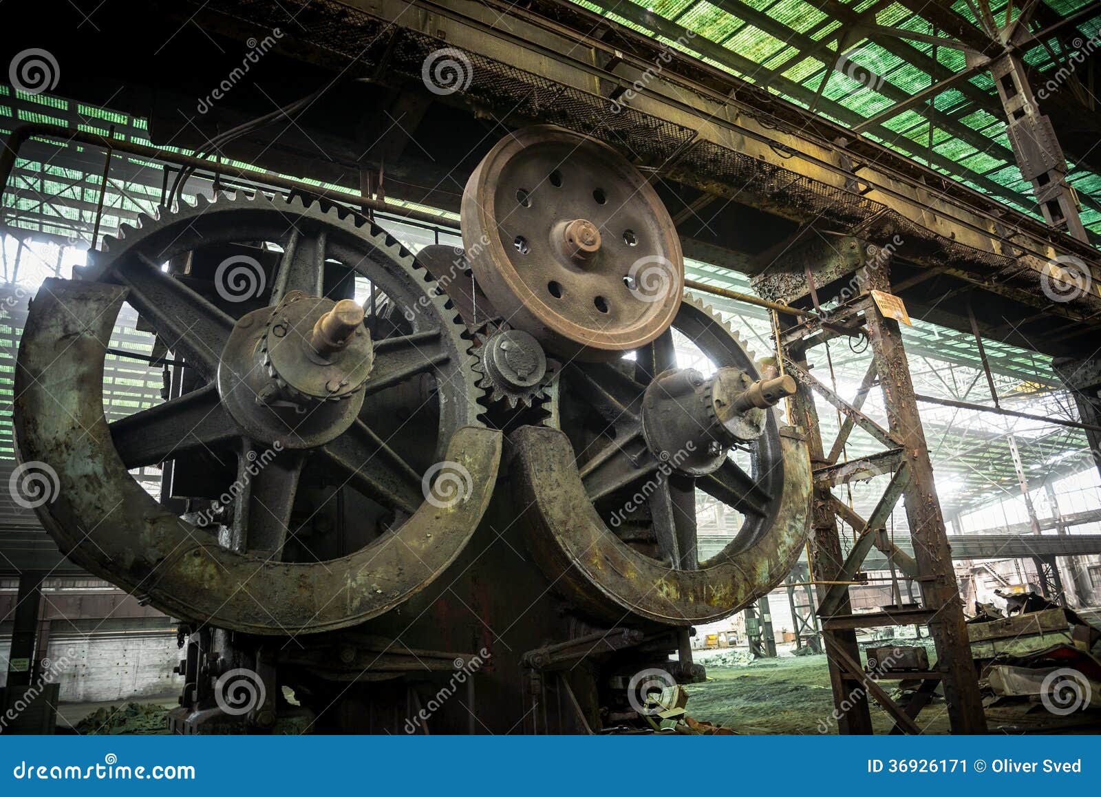 Large Industrial Hall with Cogs Stock Image - Image of rusty ...
