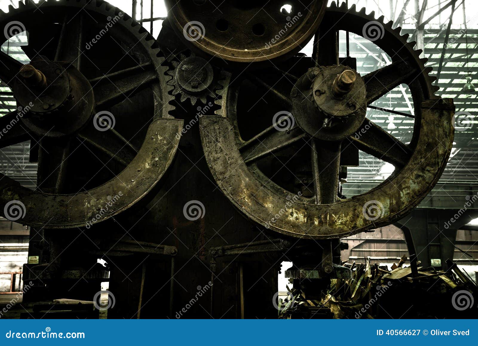 Large Industrial Hall with Cogs Stock Image - Image of rusty, abandoned ...