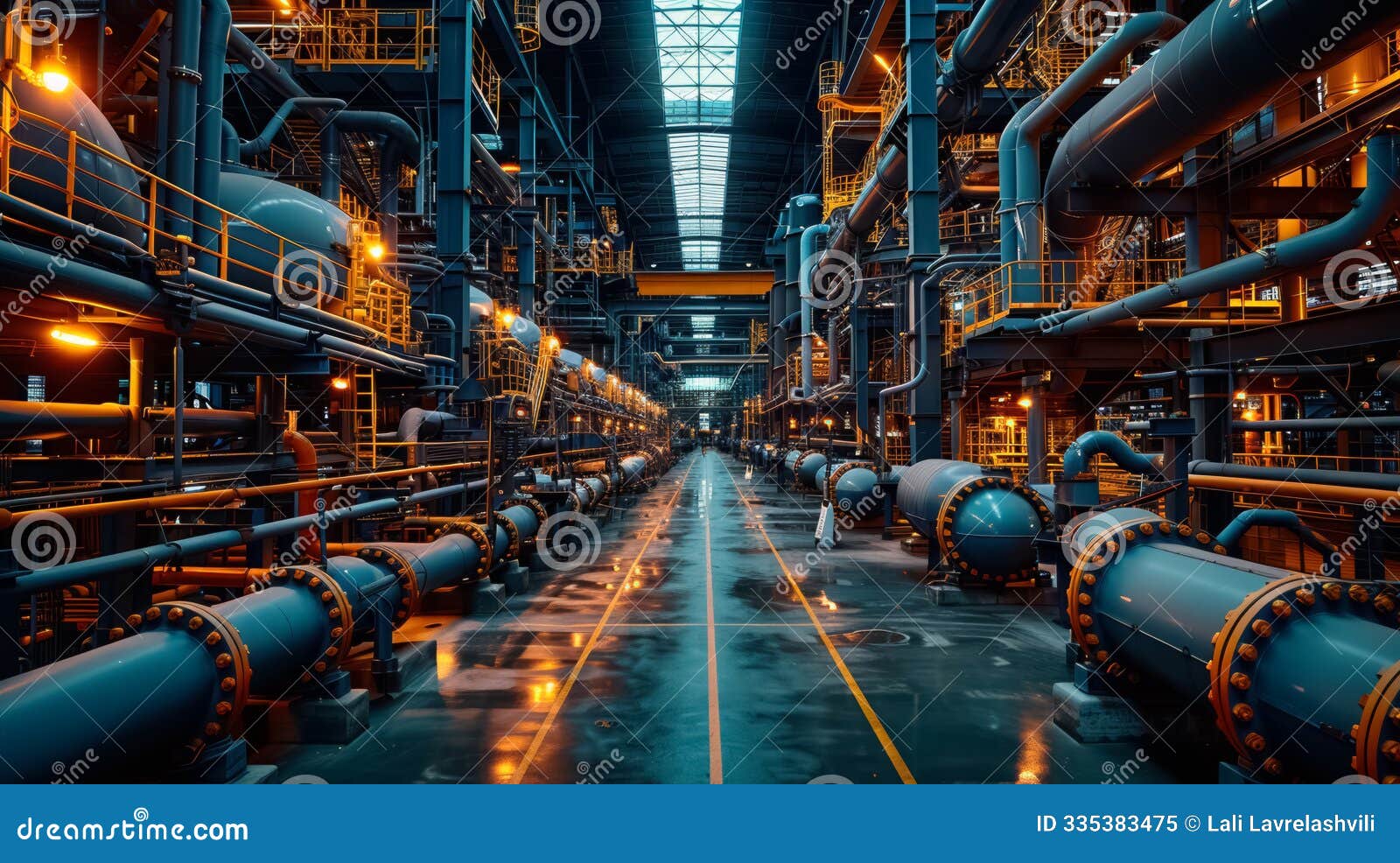 Large Industrial Plant with Pipes and Tanks Stock Illustration ...